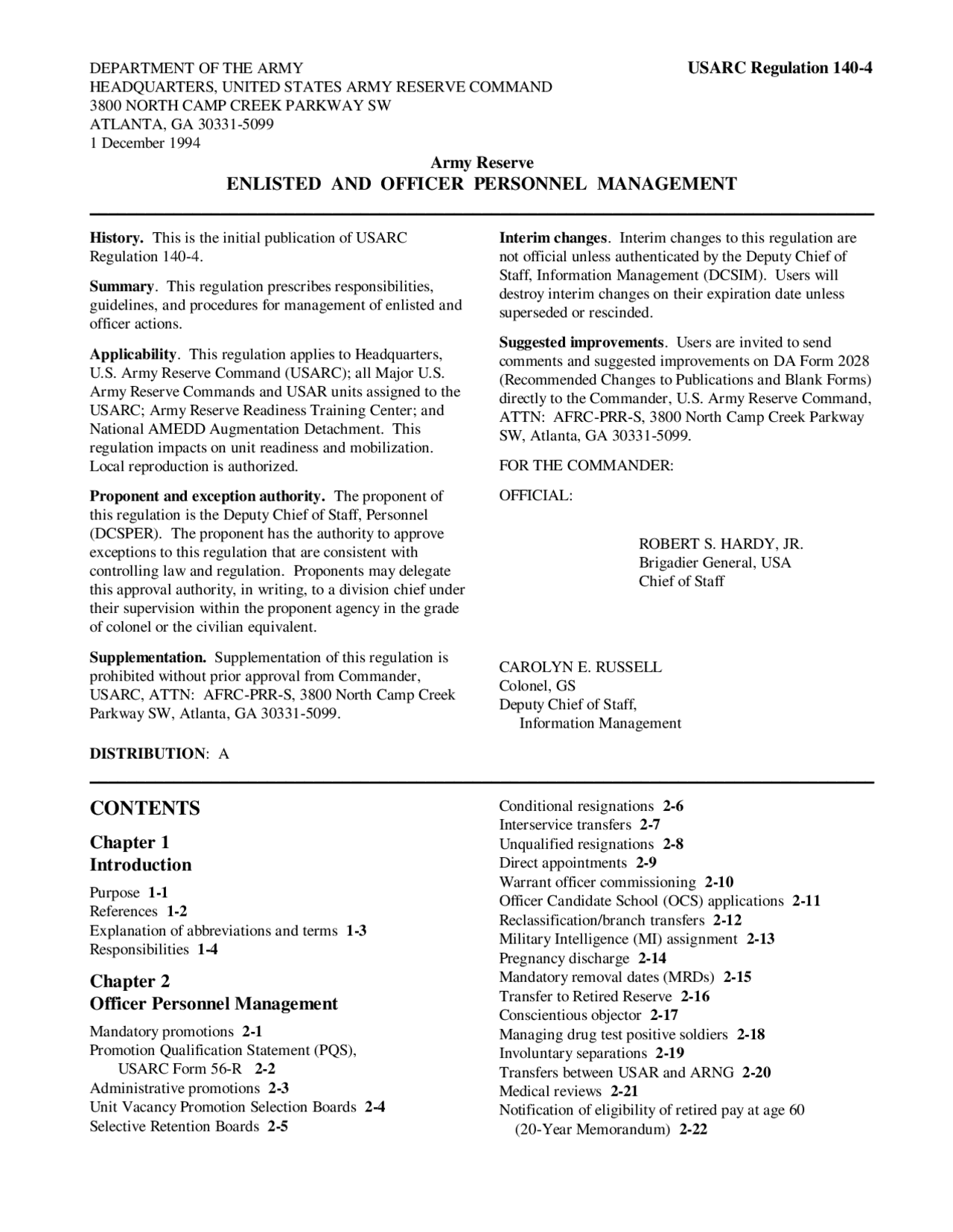 USARC Regulation 140-4 | Summaries Law | Docsity