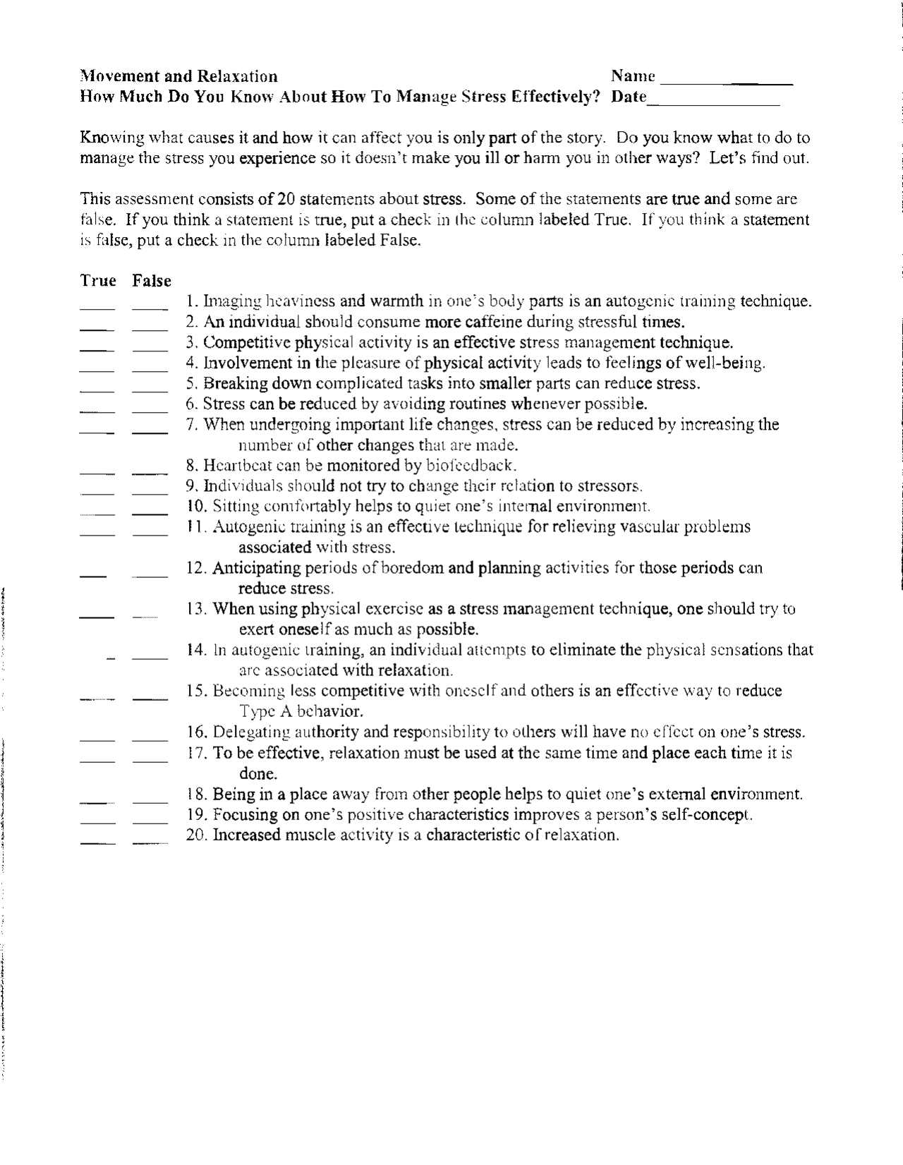 Stress Management | Lecture notes Stress Analysis | Docsity