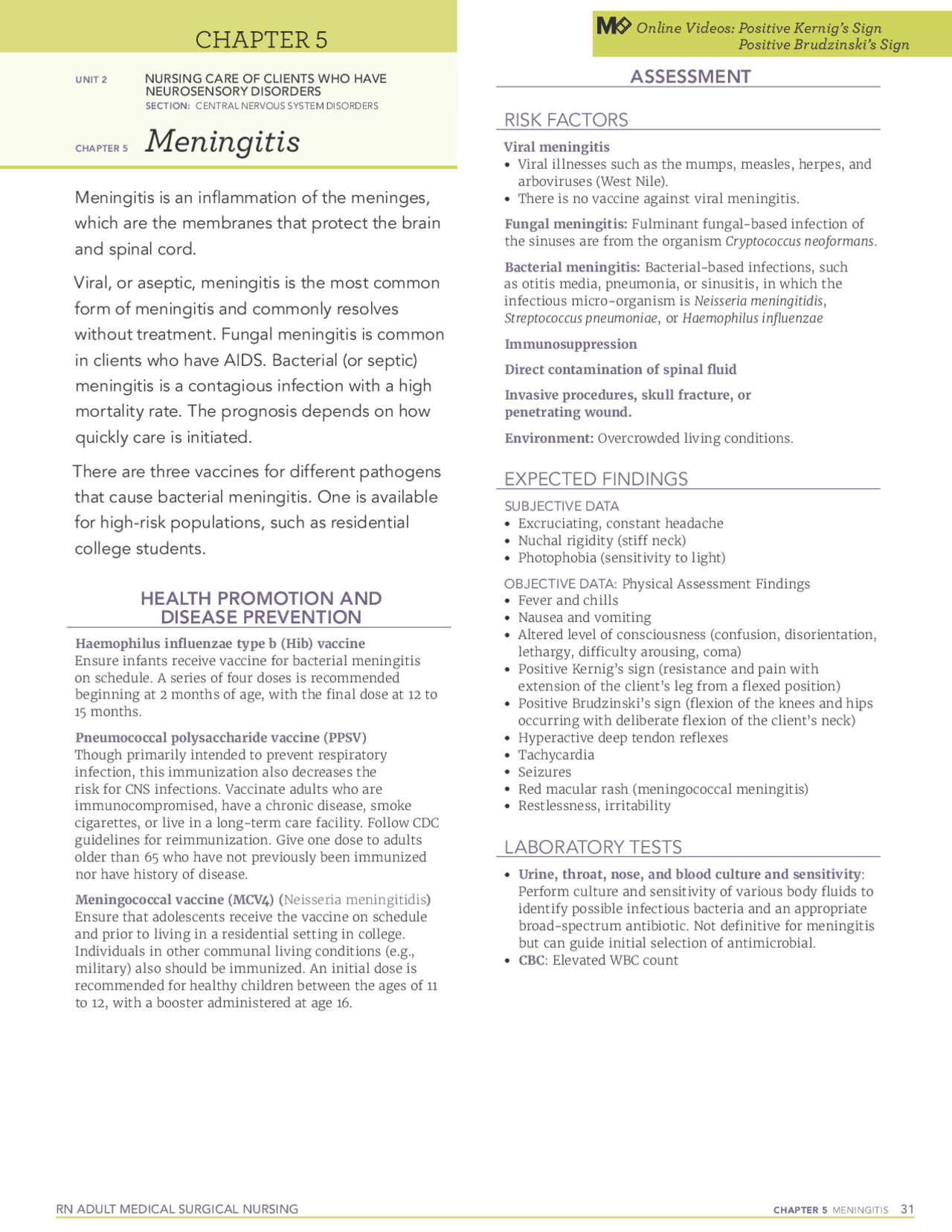 Meningitis | Lecture notes Nursing | Docsity