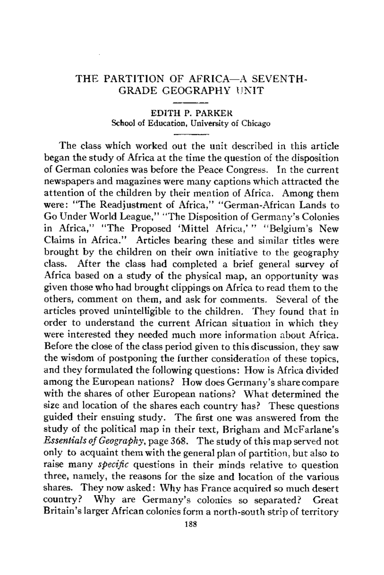 The Partition of Africa-A Seventh-Grade Geography Unit | Study notes ...