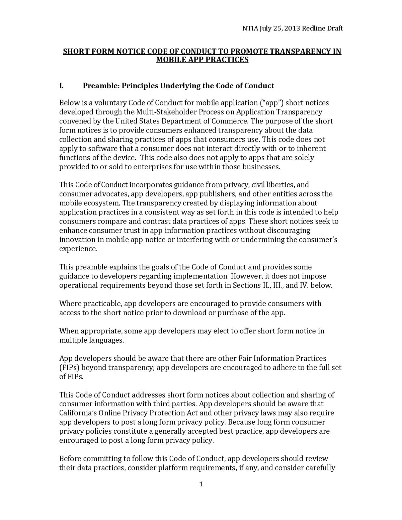 Short form notice code of conduct to promote transparency in | Lecture ...