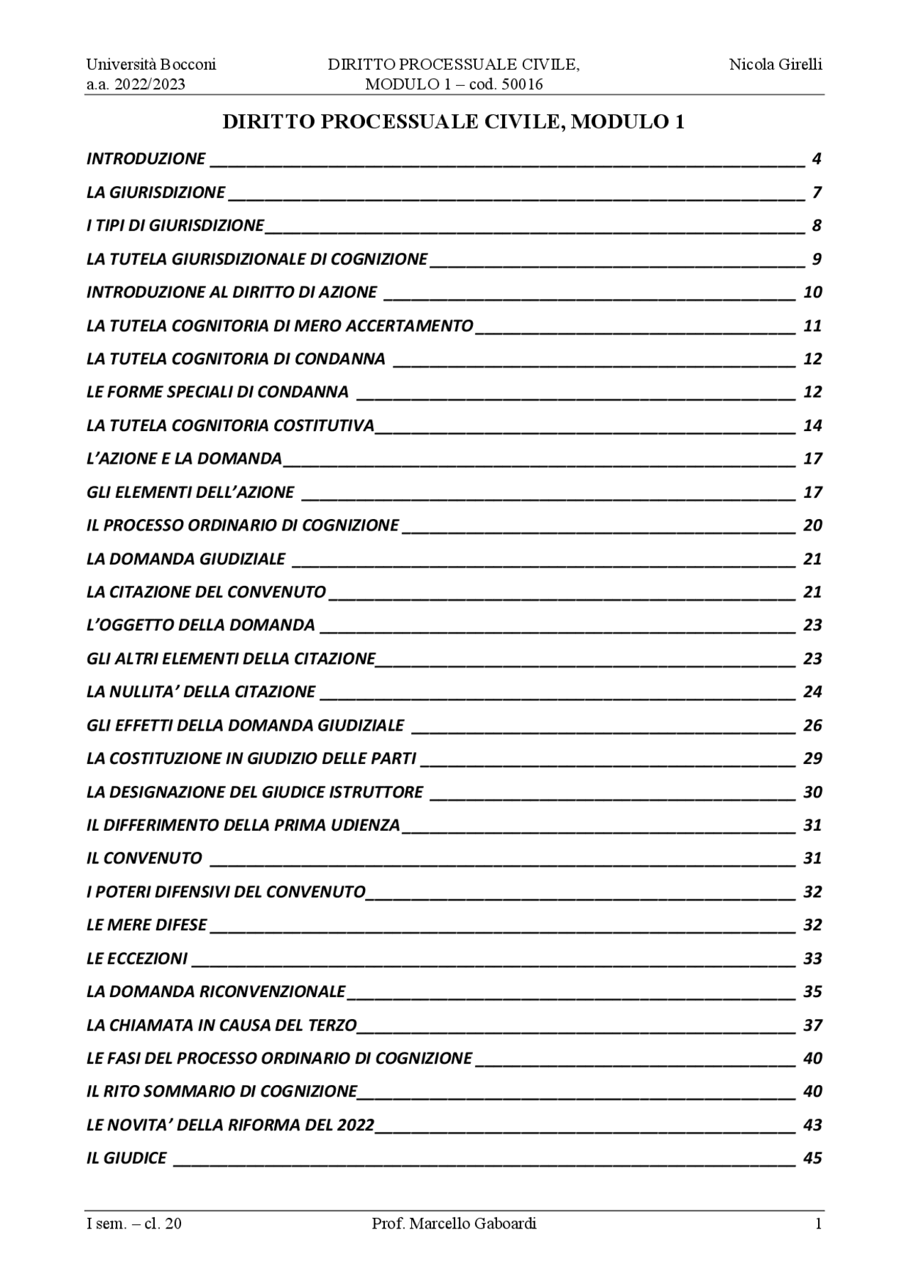 Diritto Processuale Civile Modulo 1 50016 Dispense Di Diritto