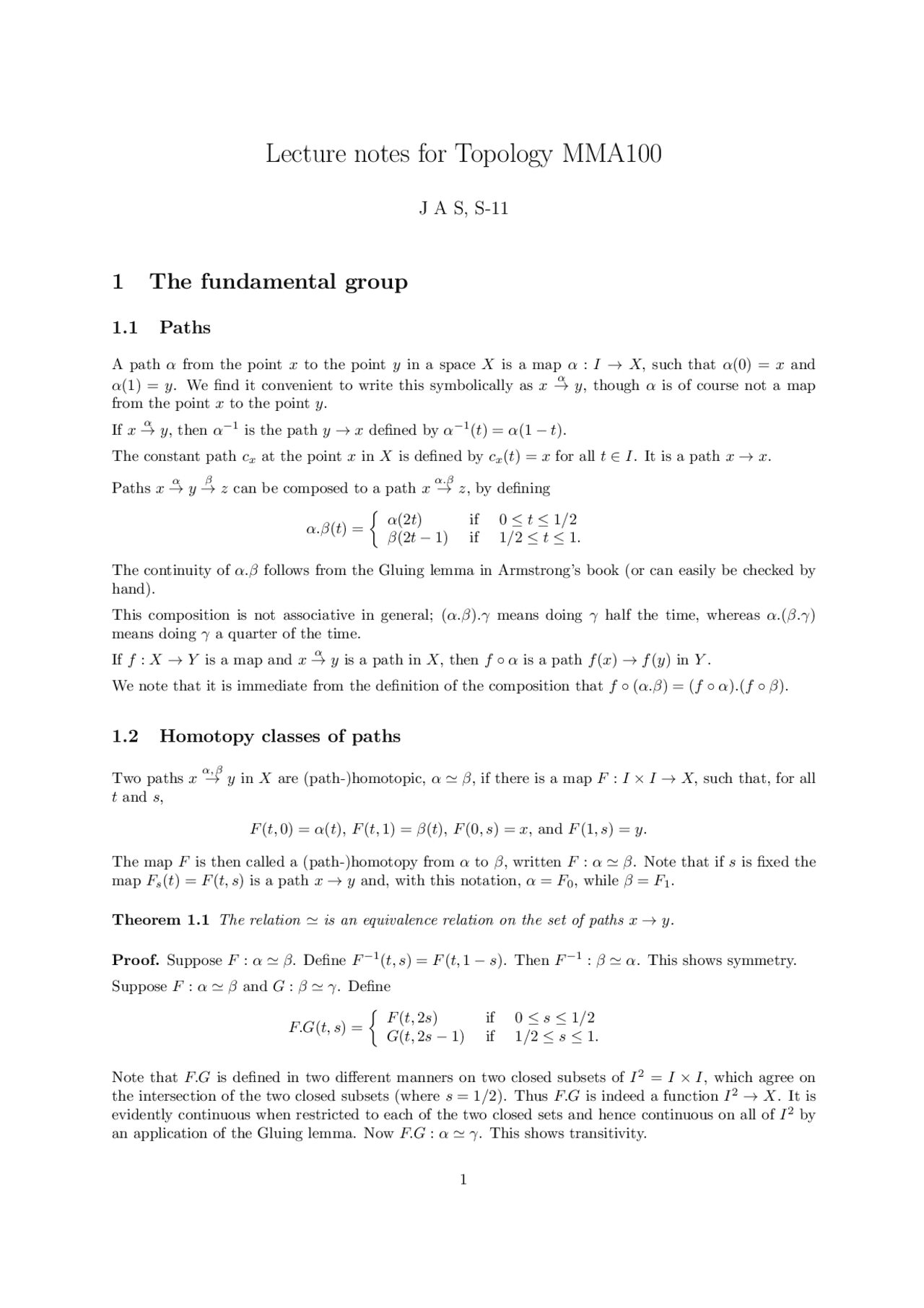 Lecture Notes For Topology Mma100 Summaries Topology Docsity