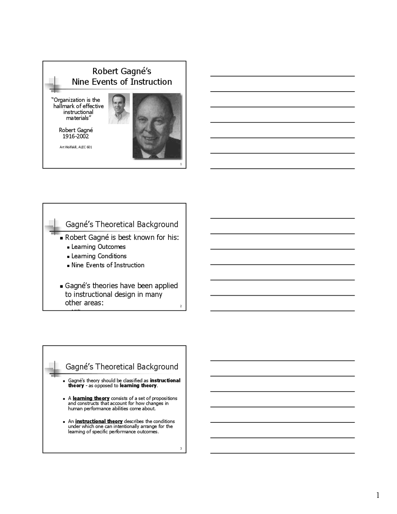 Robert Gagnés Nine Events Of Instruction Lecture Notes Art Docsity