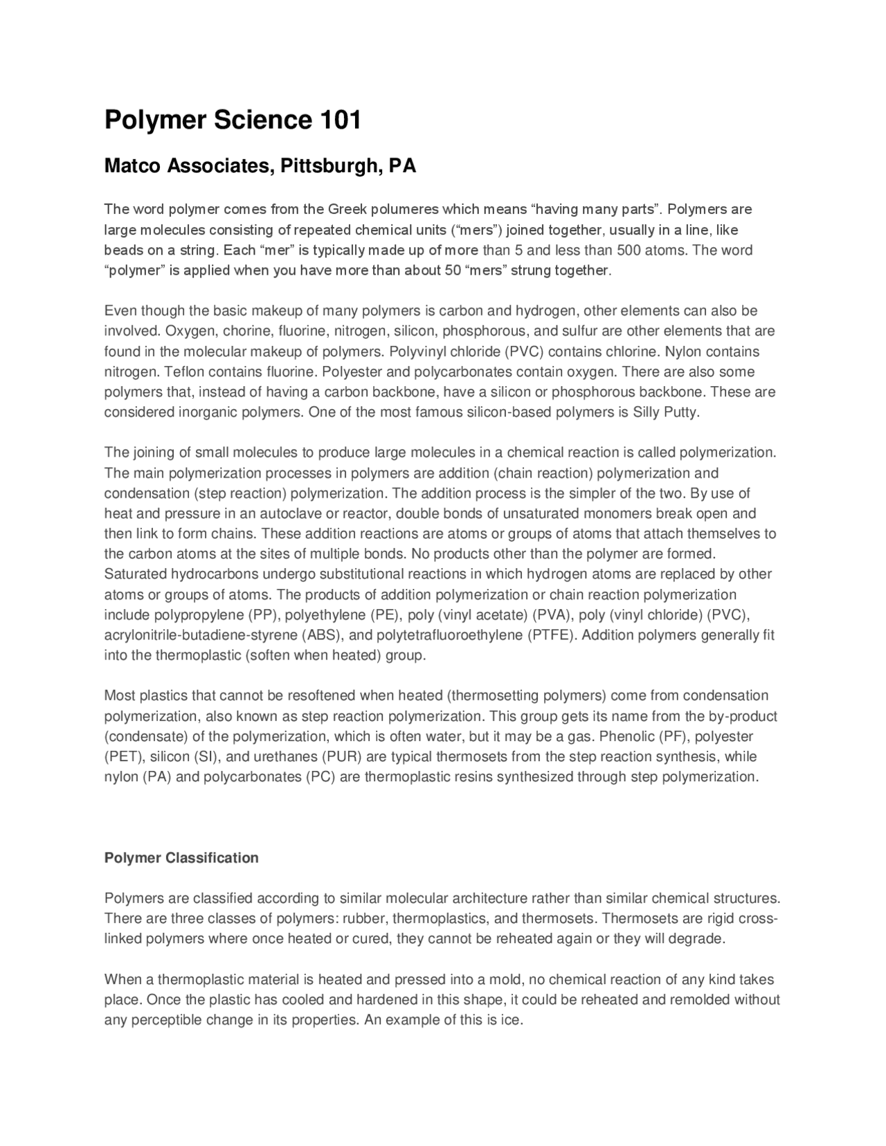 Polymer Science 101 | Schemes and Mind Maps Architecture | Docsity