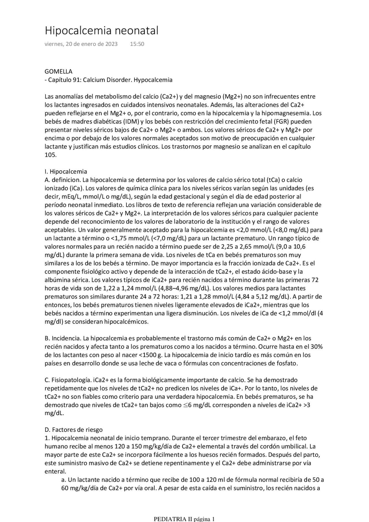 HIPOGLUCEMIA NEONATAL | Esquemas y mapas conceptuales de Medicina | Docsity