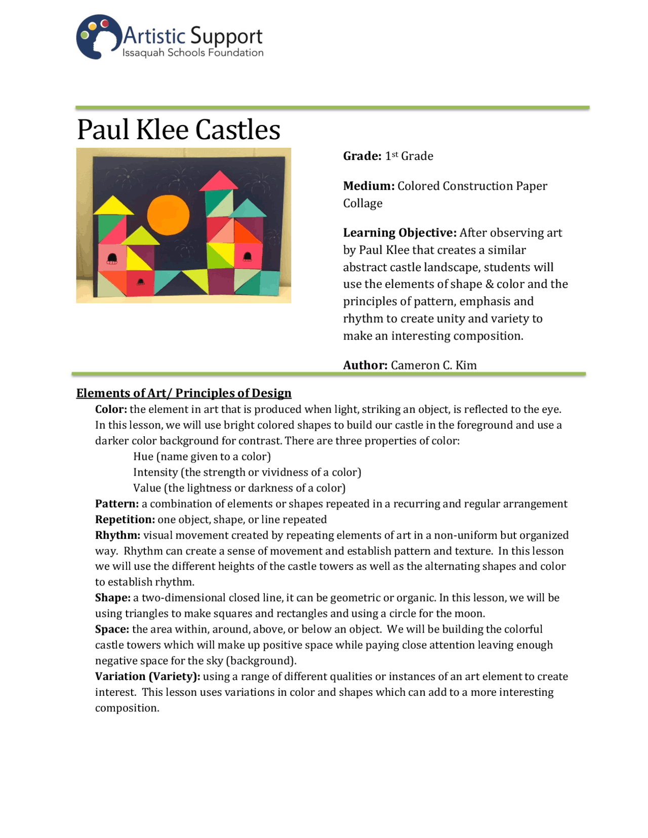Paul Klee Castles | Study notes Art | Docsity