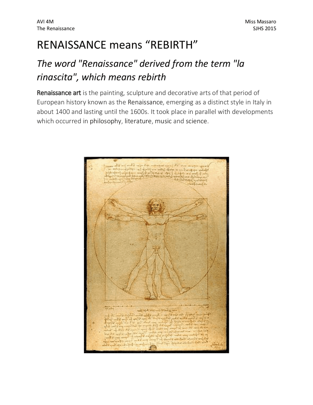 RENAISSANCE means “REBIRTH” | Schemes and Mind Maps Art | Docsity