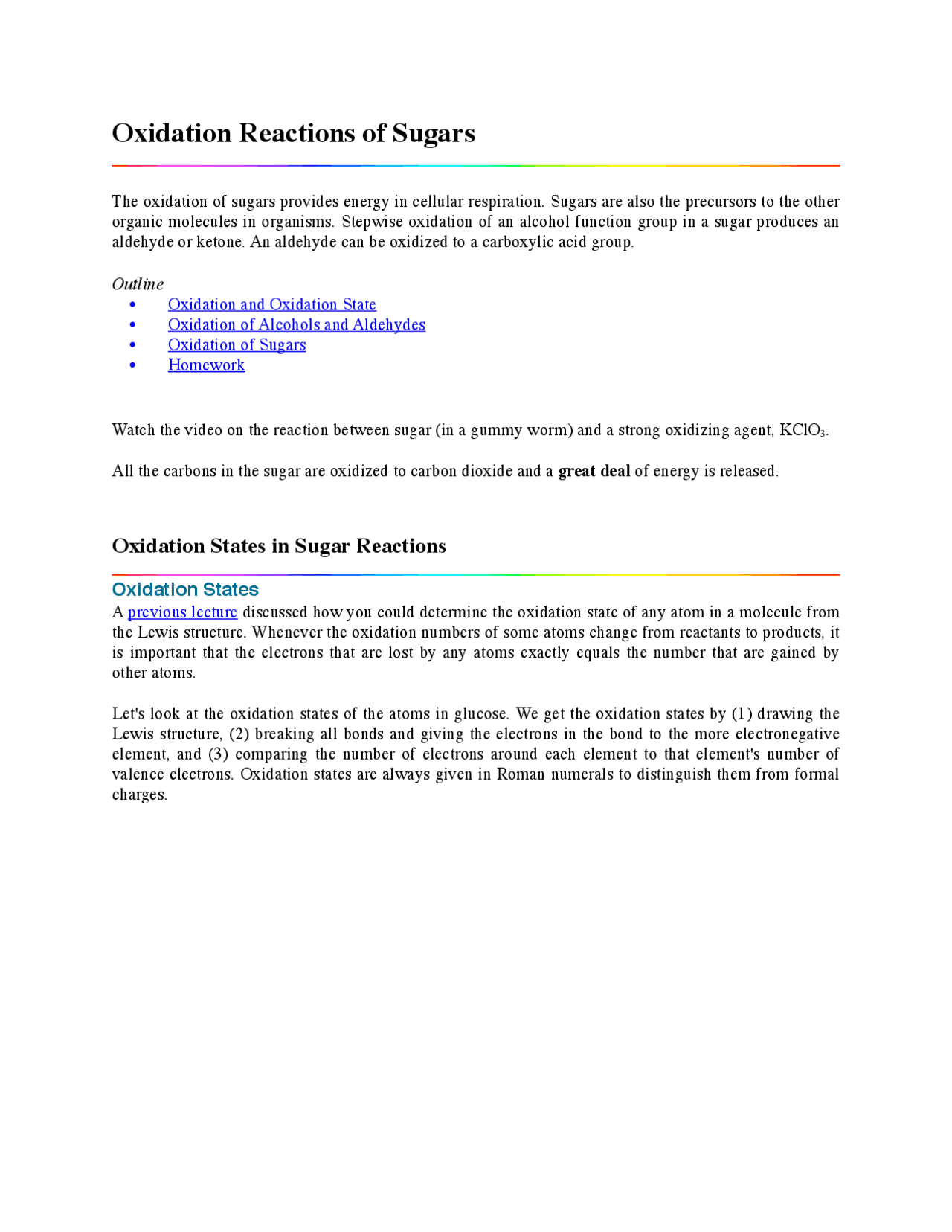 Oxidation Reactions of Sugars | Study notes Chemistry | Docsity