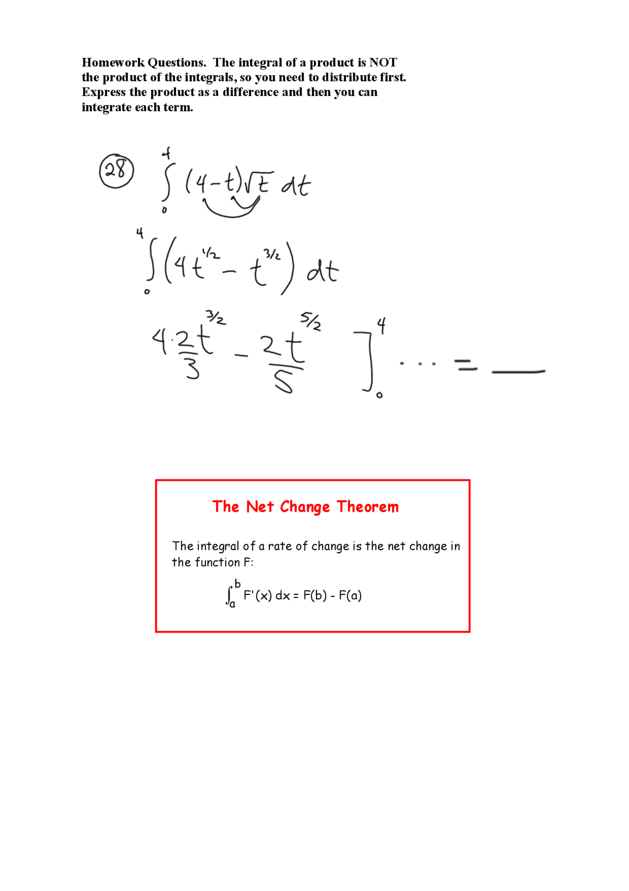 The Net Change Theorem | Slides Calculus | Docsity