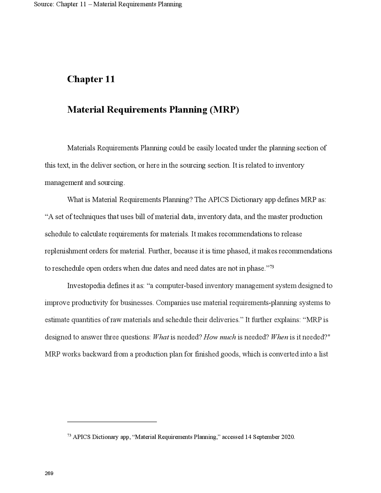 Chapter 11 Material Requirements Planning (MRP) | Schemes and Mind Maps ...