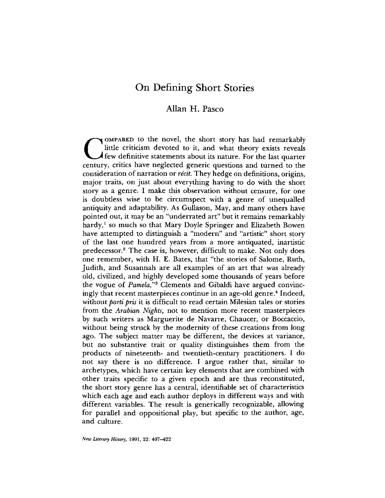 On Defining Short Stories Slides History Docsity