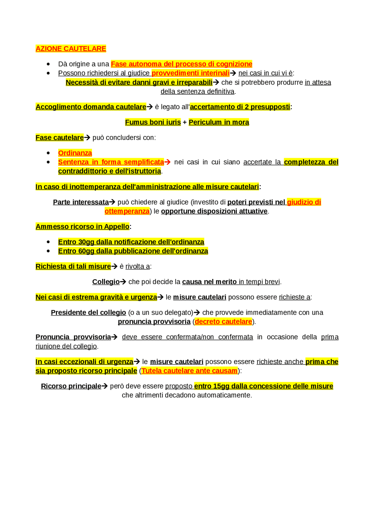 Schema Azione Cautelare Schemi E Mappe Concettuali Di Diritto