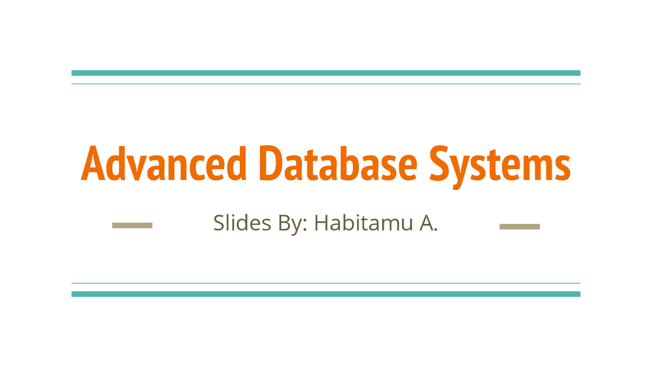 Advanced Database Management Systems Lecture Notes Database