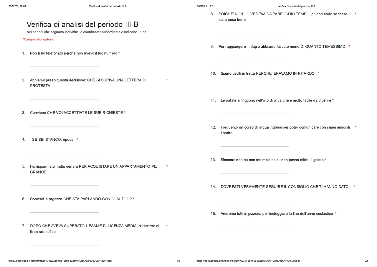 Analisi del periodo con coordinate e subordinate | Esercizi di Italiano ...