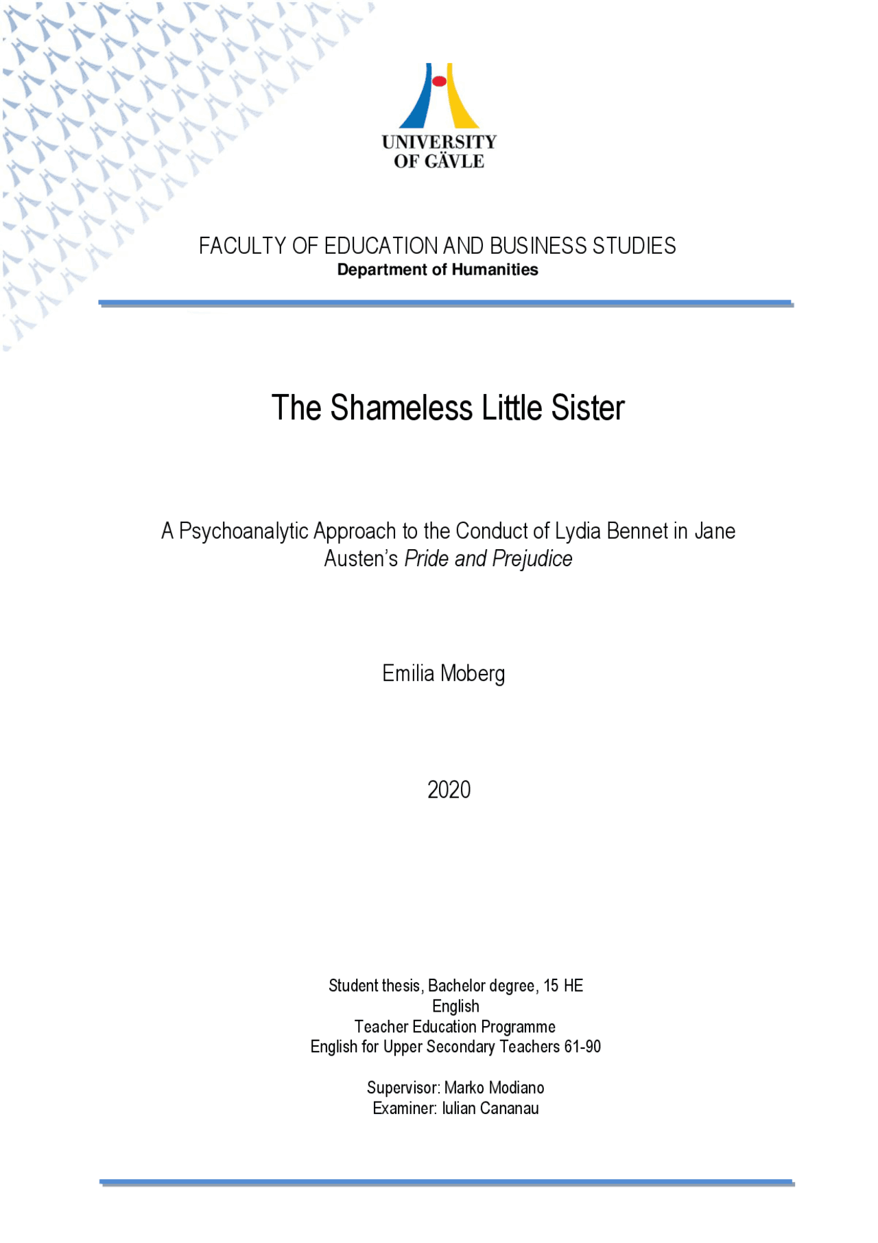 The Shameless Little Sister | Study notes Psychoanalysis | Docsity