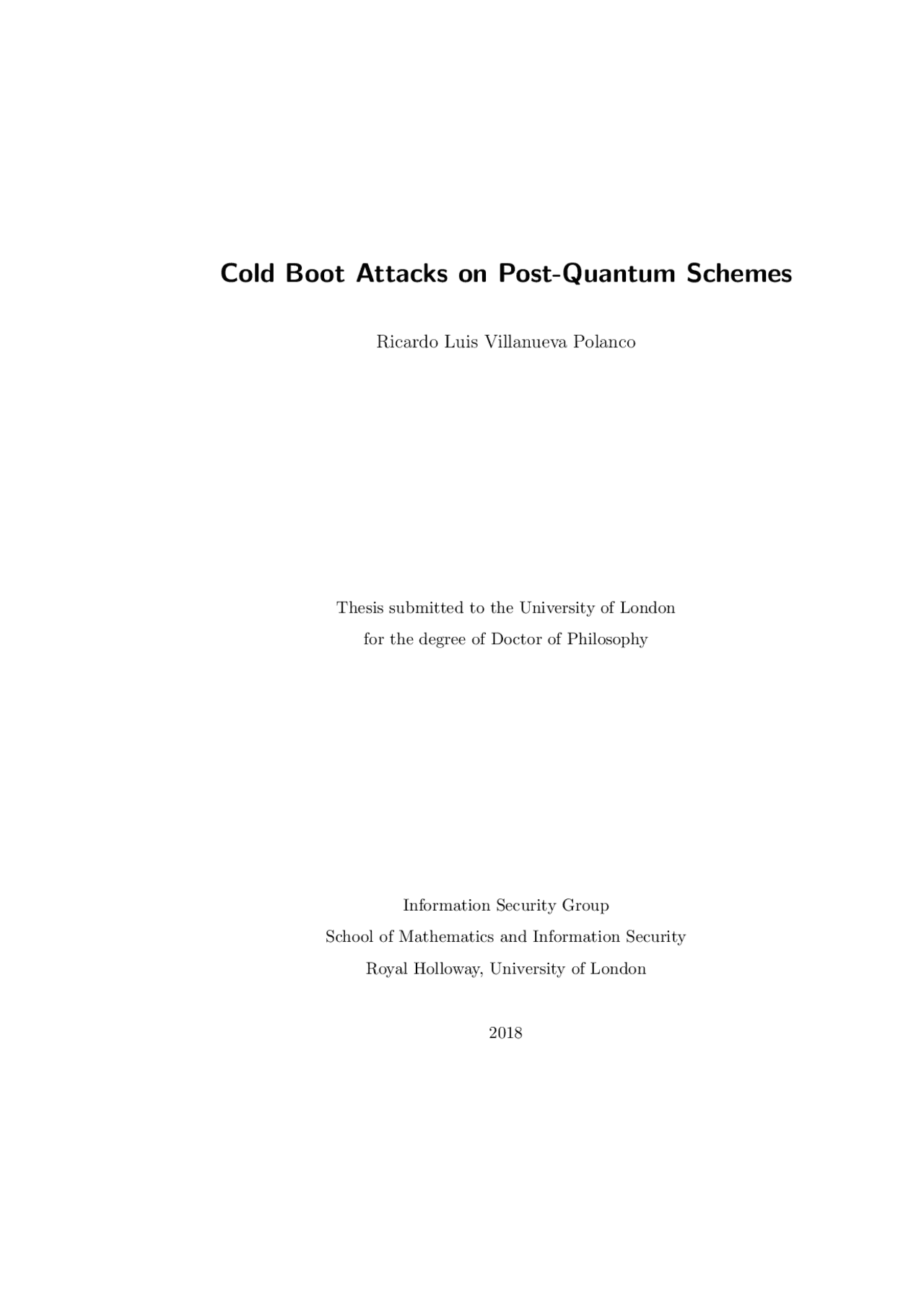 Cold Boot Attacks on Post-Quantum Schemes | Lecture notes Literature ...