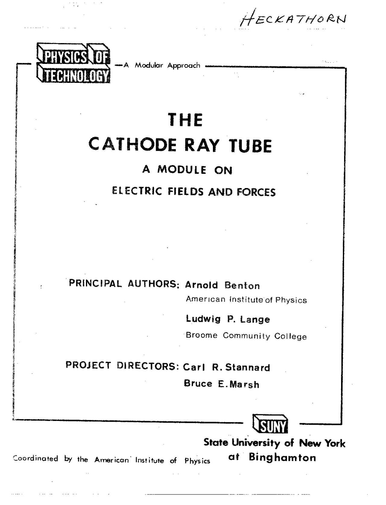 THE CATHODE RAY TUBE | Schemes and Mind Maps Physics | Docsity