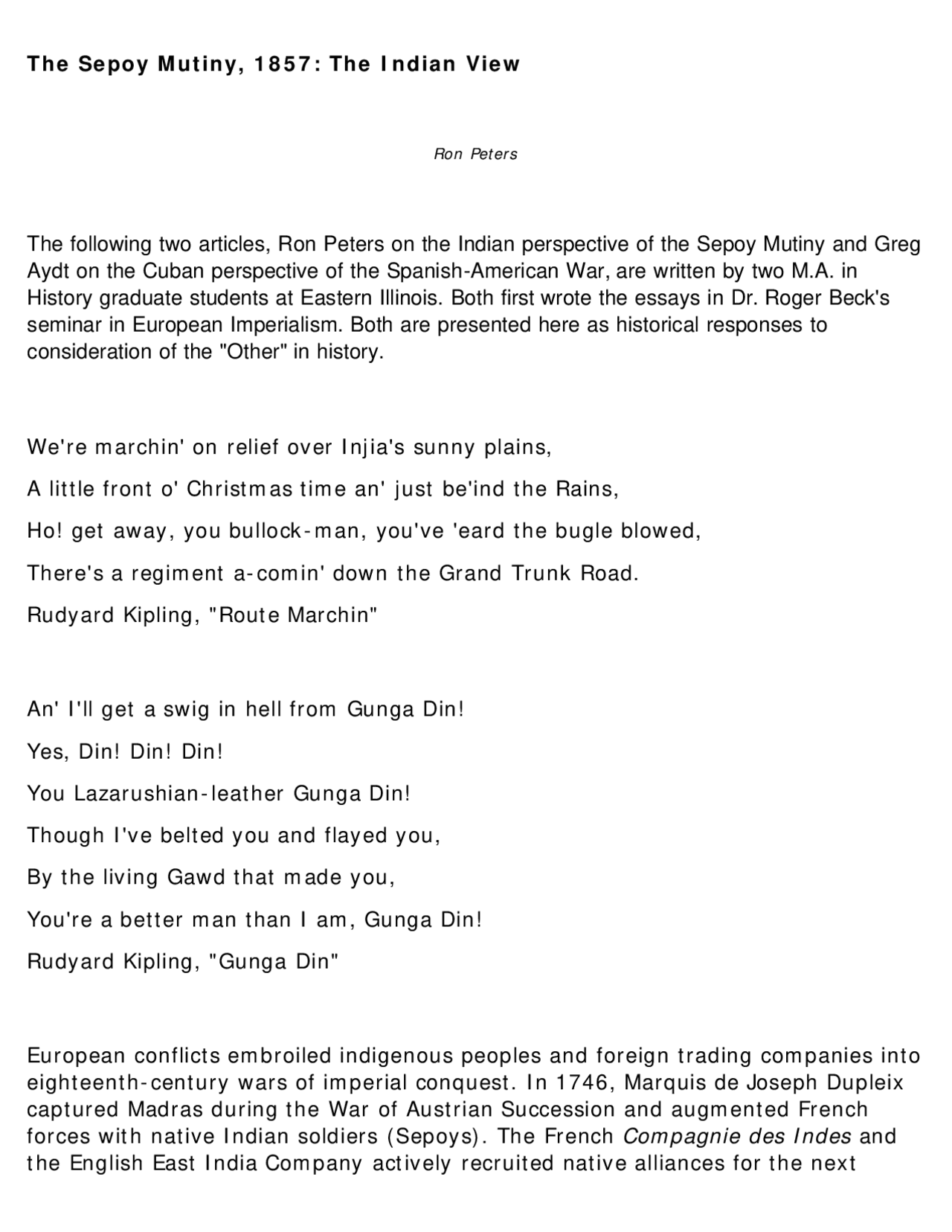 The Sepoy Mutiny, 1857: The Indian View | Slides French | Docsity