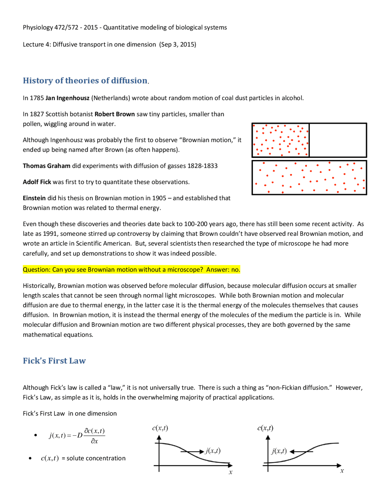 History of theories of diffusion. Fick's First Law | Schemes and Mind ...