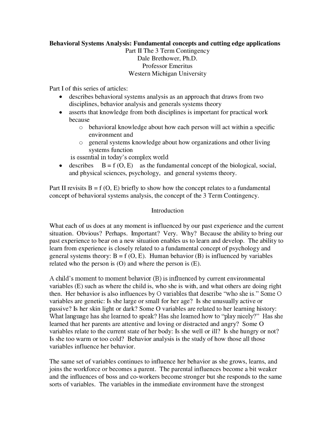 Behavioral Systems Analysis: Fundamental concepts and ... | Study notes ...