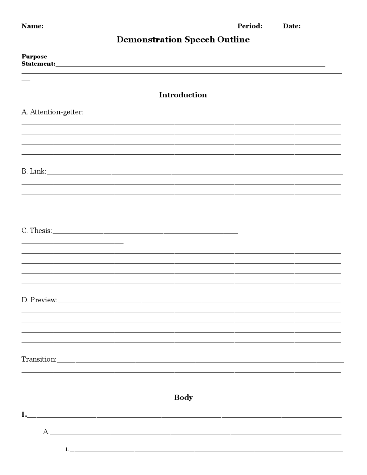 Demonstration Speech Outline | Study notes Speech-Language Pathology ...