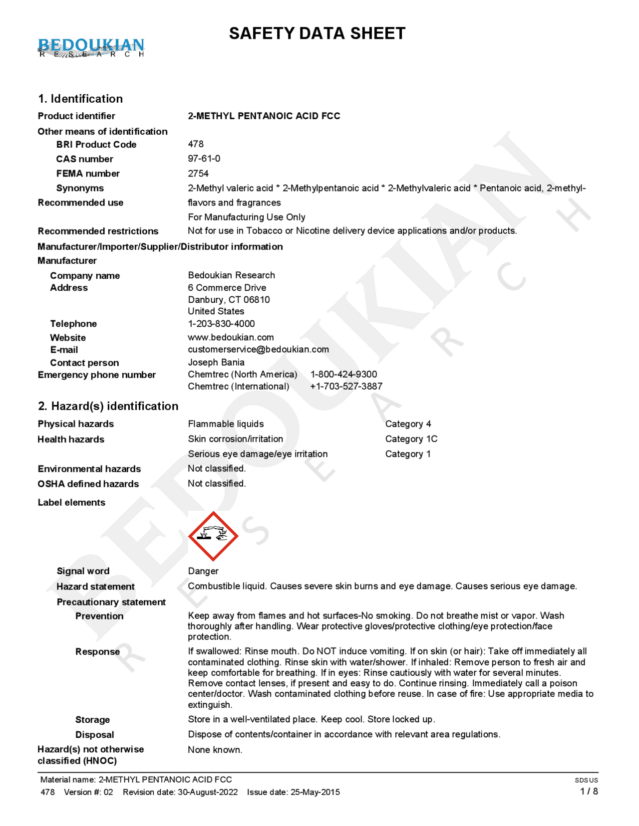 SDS - SAFETY DATA SHEET | Slides Toxicology | Docsity