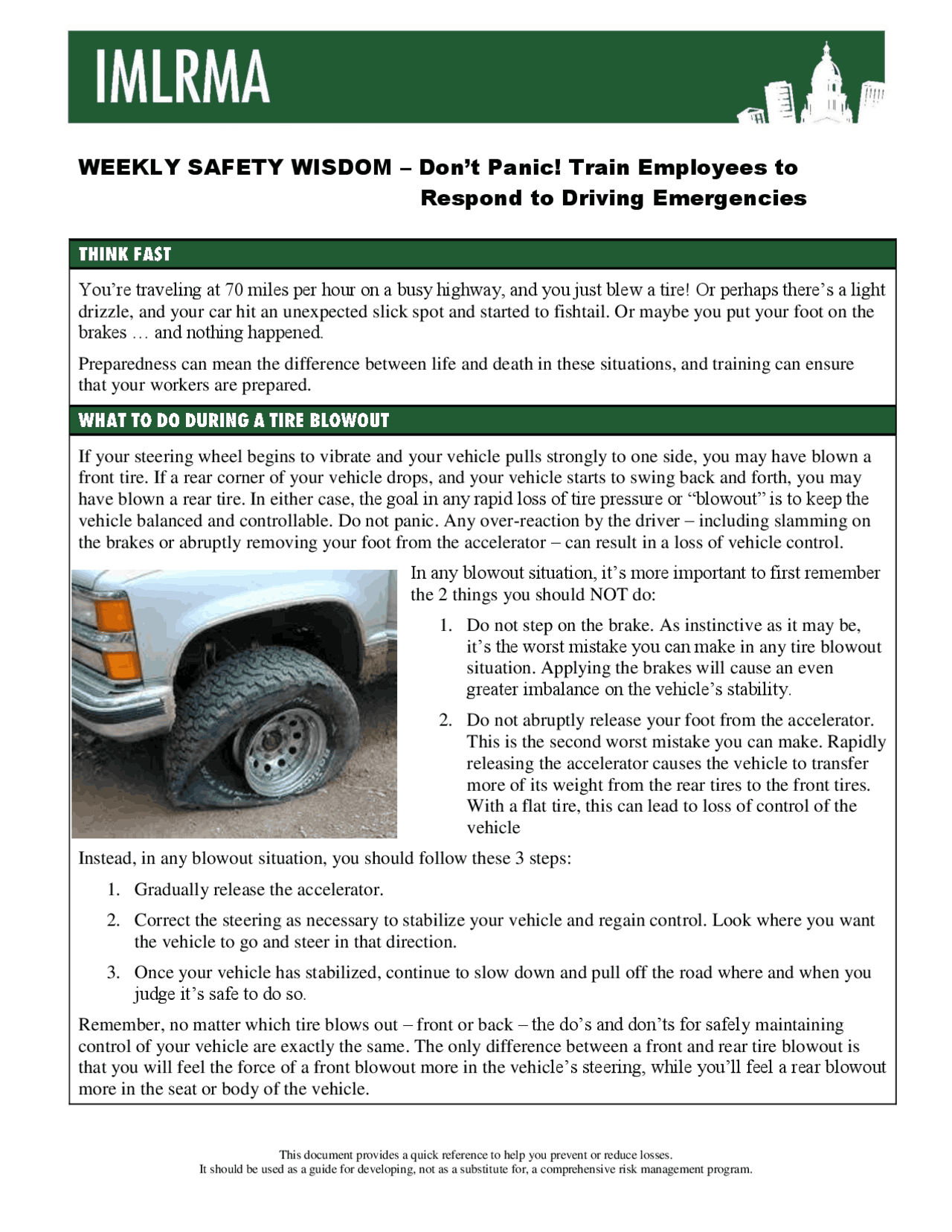 WEEKLY SAFETY WISDOM – Don't Panic! Train Employees to ... | Exercises ...