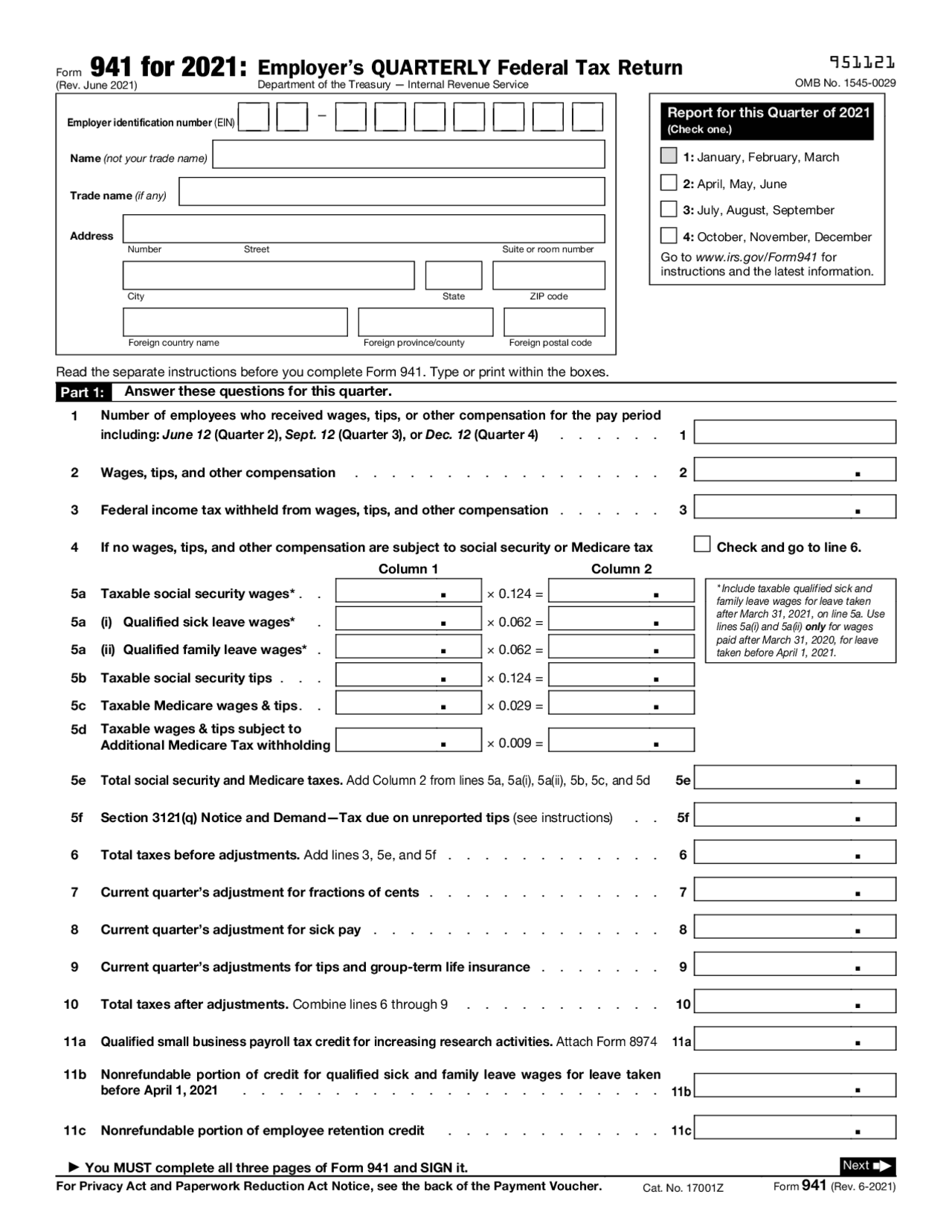 Form 941 (Rev. June 2021) | Exercises Business | Docsity