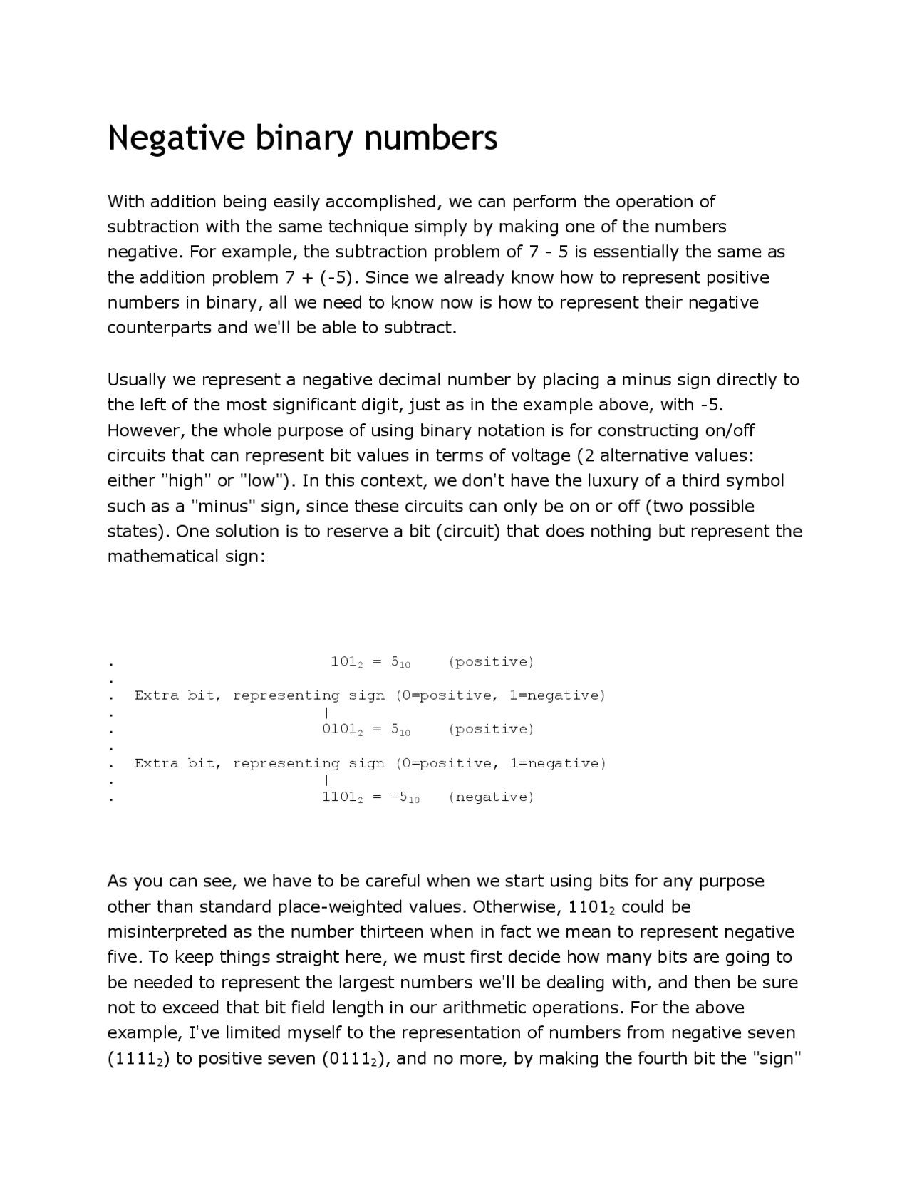 Negative Binary Numbers: Understanding Two's Complement Representation ...