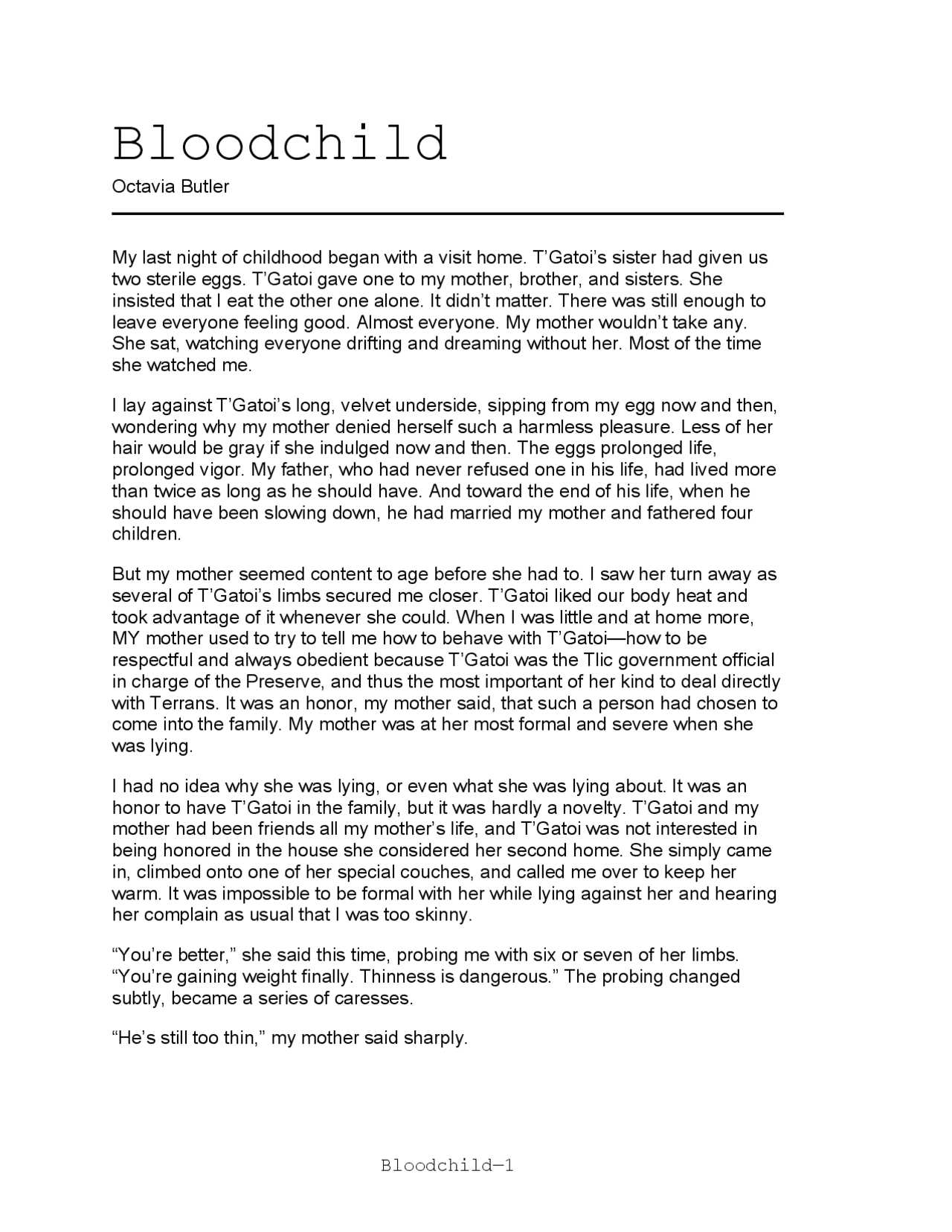 Bloodchild: A Science Fiction Story Exploring Alien-Human Relationships ...