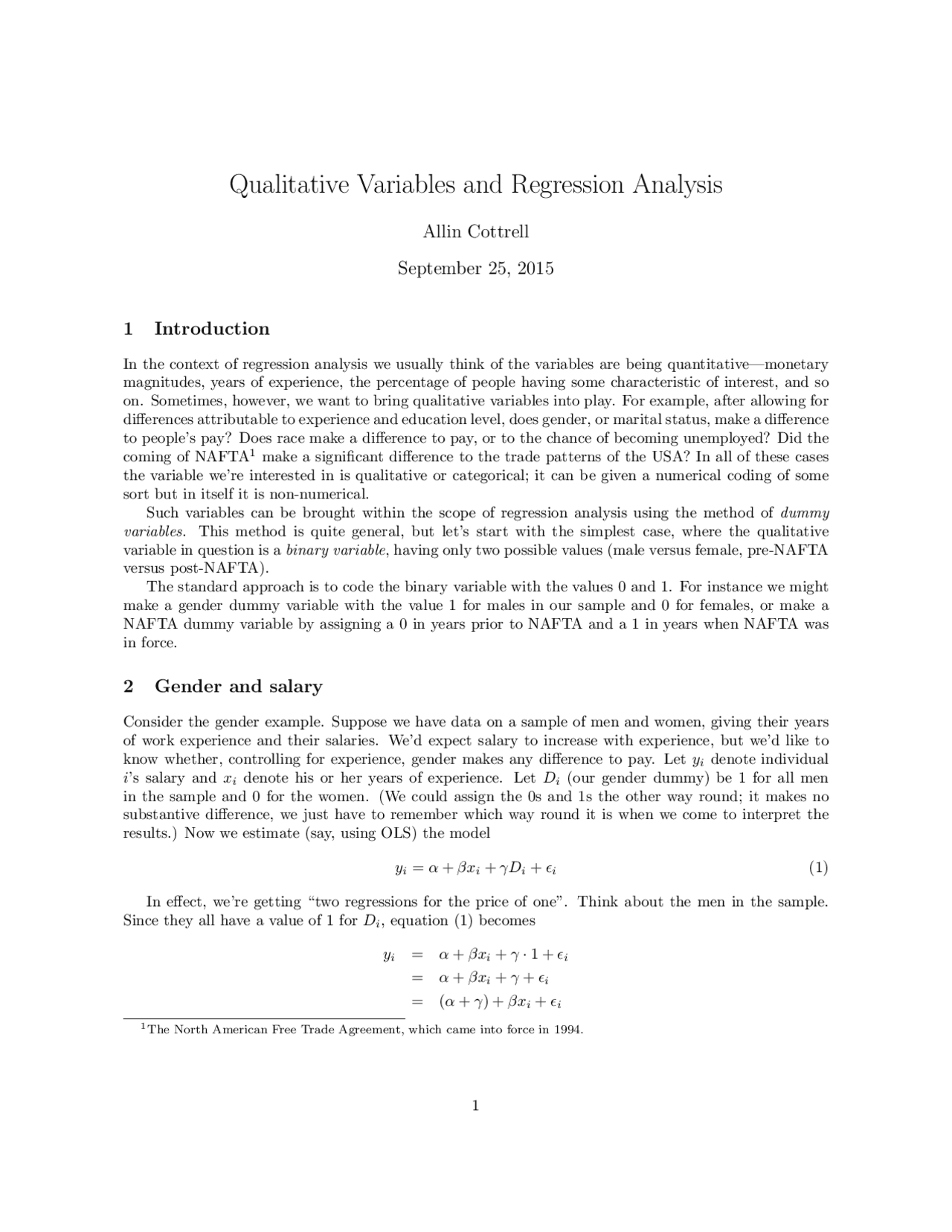 Qualitative Variables and Regression Analysis | Exercises Computational and Statistical Data ...
