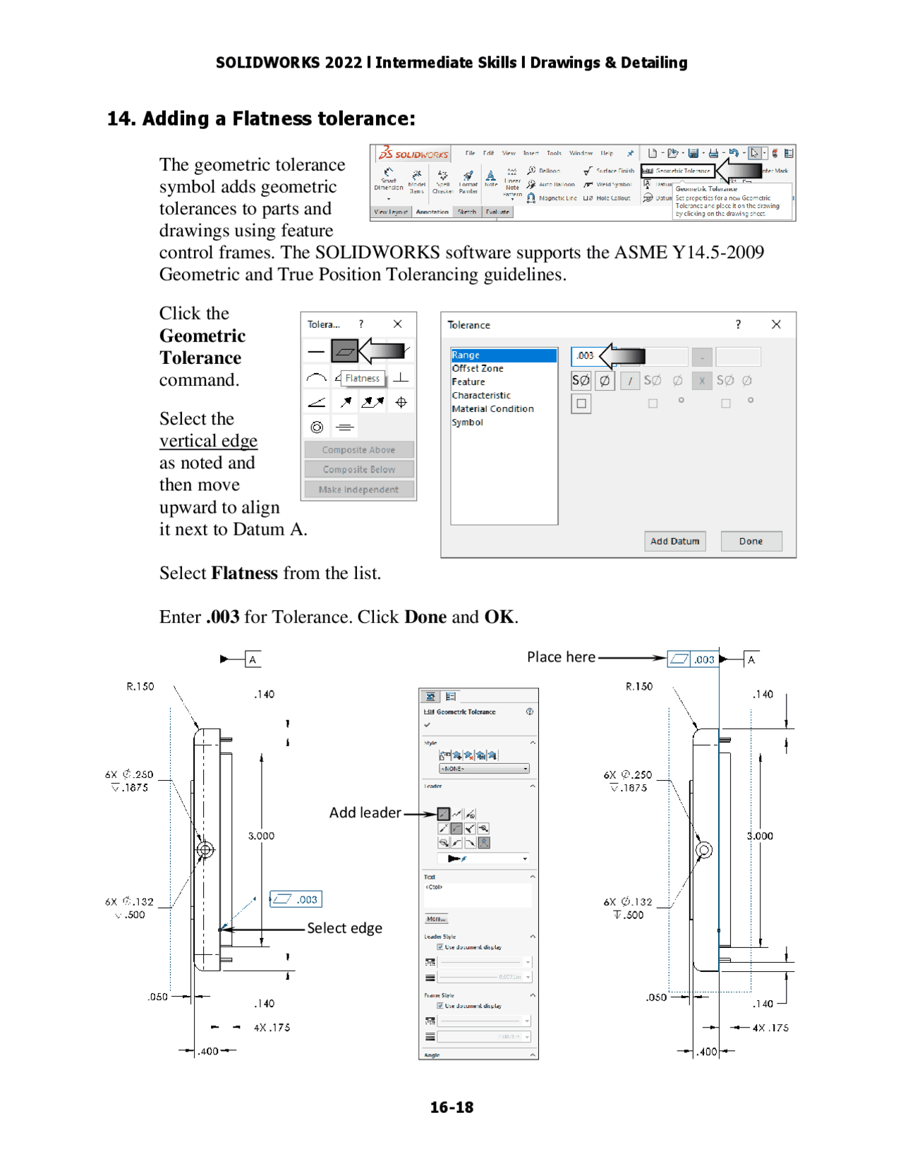 14. Adding a Flatness tolerance | Exercises Acting | Docsity