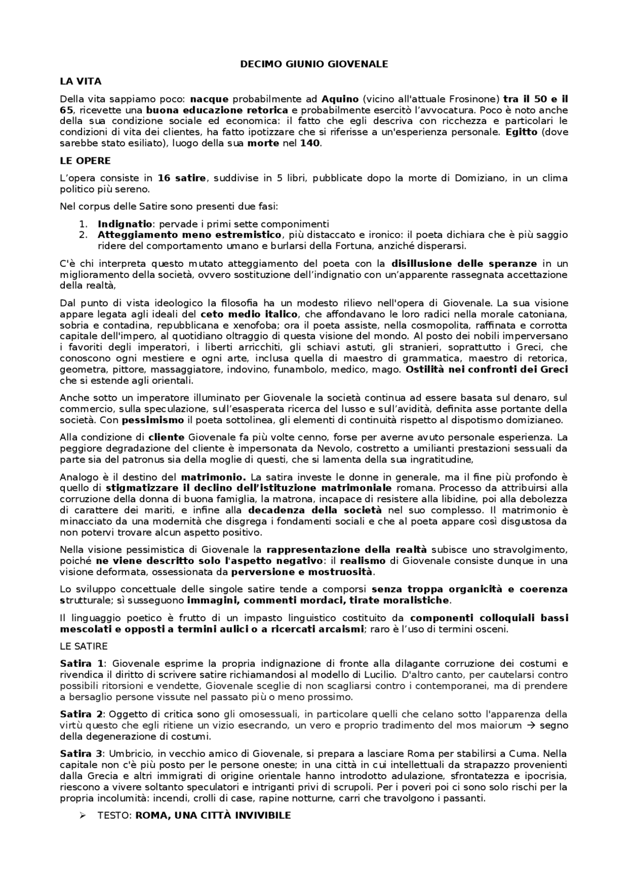 Vita, pensiero e opere di Marziale e Giovenale | Appunti di Letteratura latina | Docsity