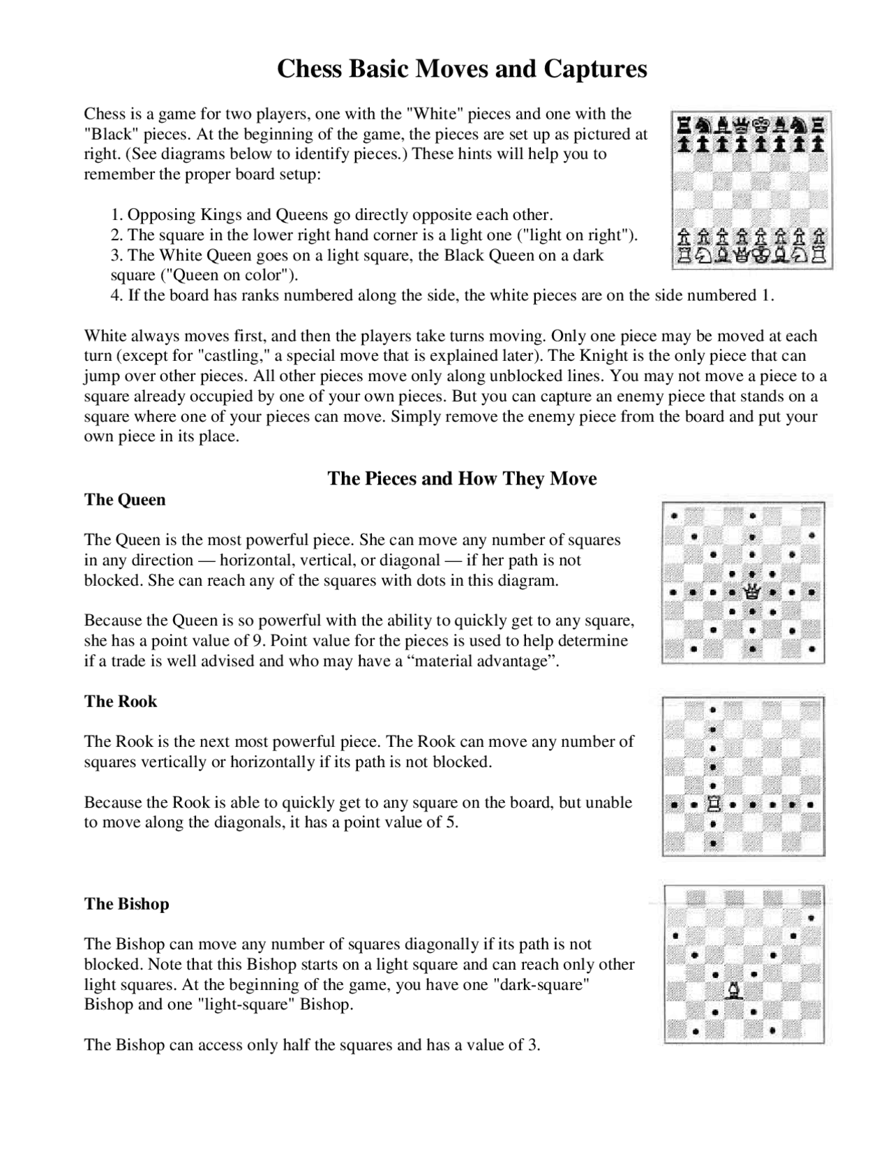 Chess Basic Moves and Captures | Slides French | Docsity
