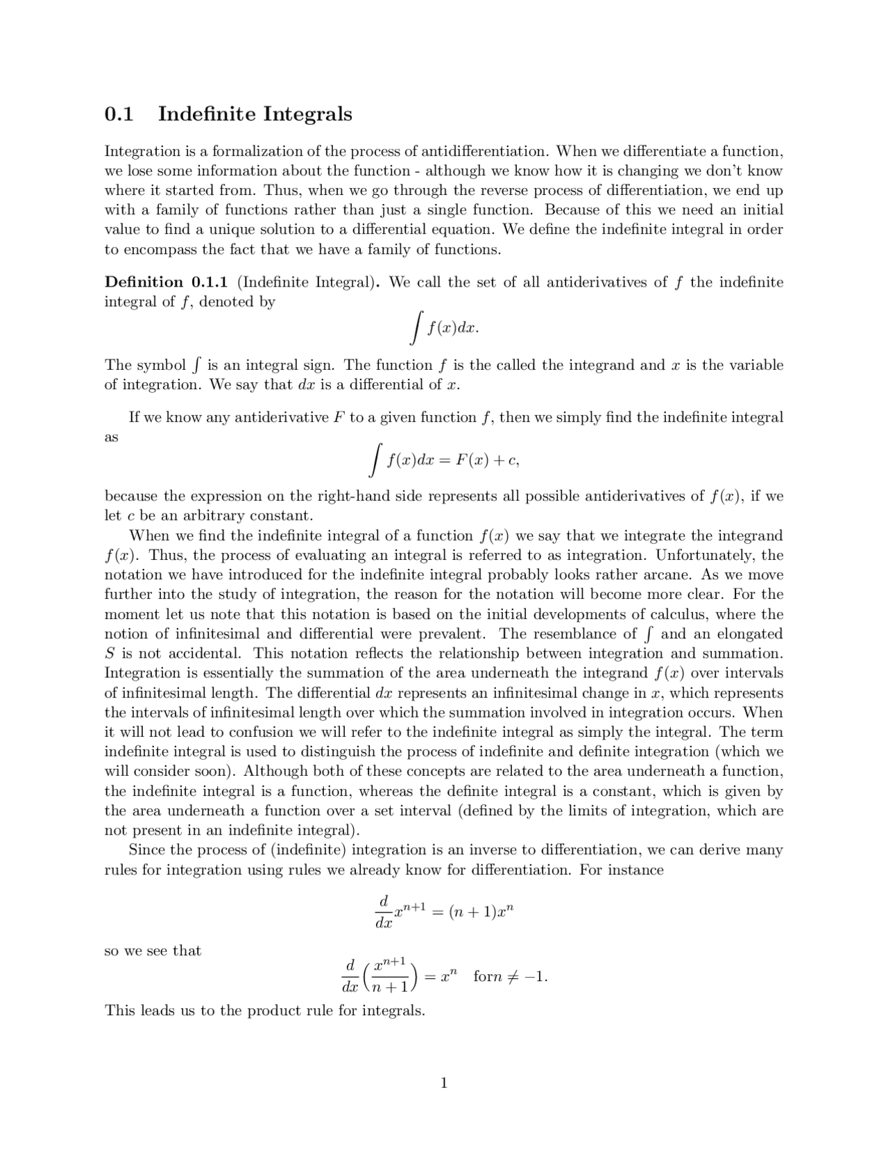 0.1 Indefinite Integrals | Schemes and Mind Maps Calculus | Docsity
