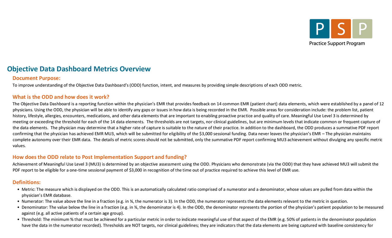 Objective Data Dashboard Metrics Overview | Slides History | Docsity