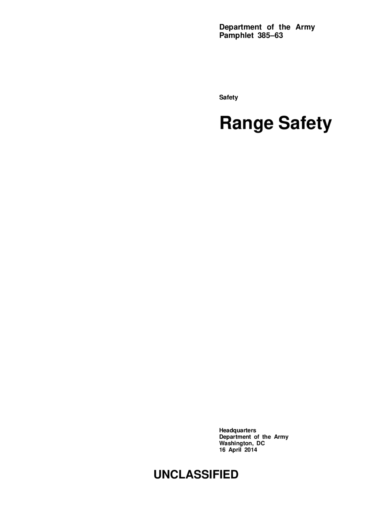 Range Safety: Department of the Army Pamphlet 385-63 | Exercises Design ...