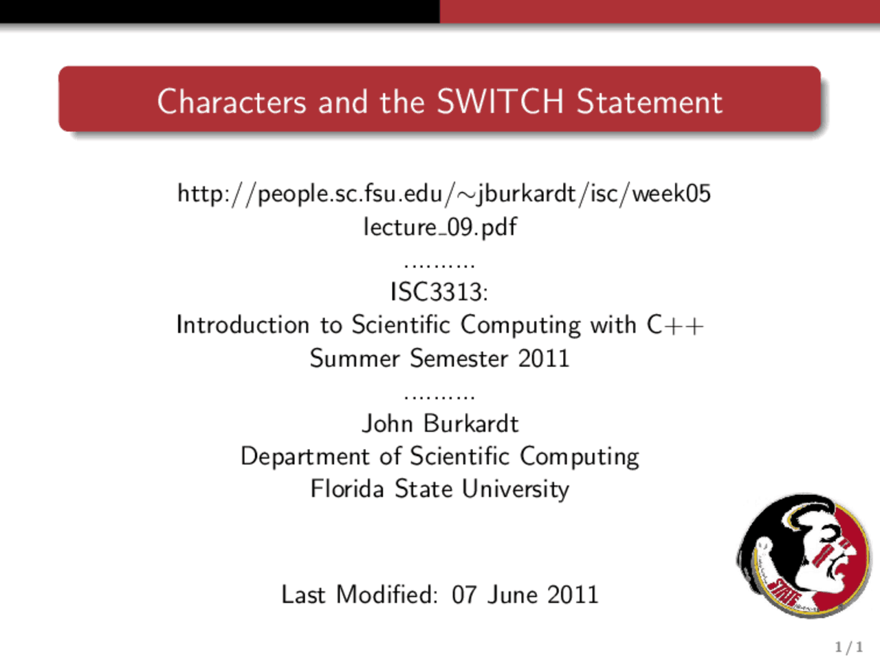 Characters and the SWITCH Statement | Summaries Computer Programming | Docsity