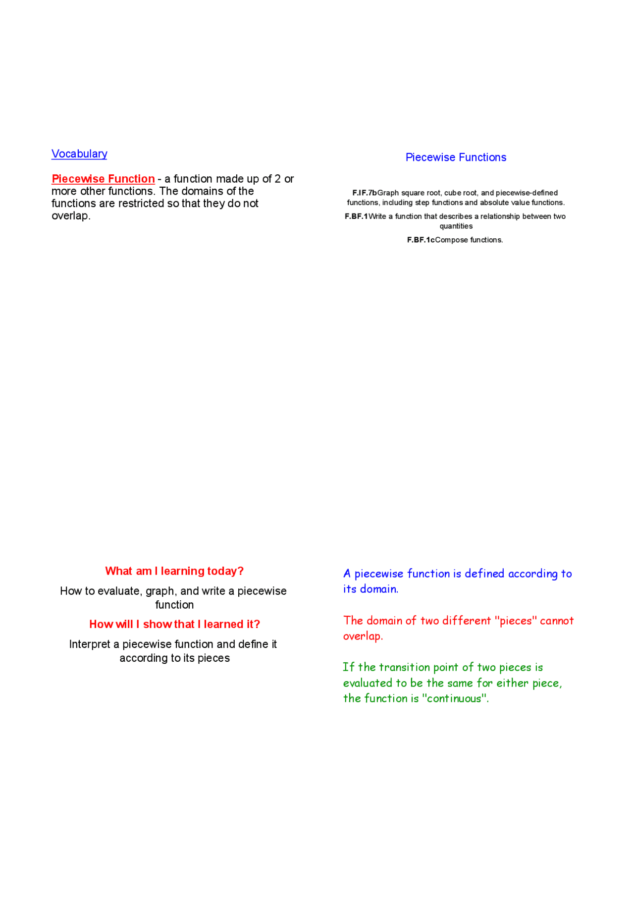 Piecewise Functions Cobb Learning Slides Pre Calculus Docsity