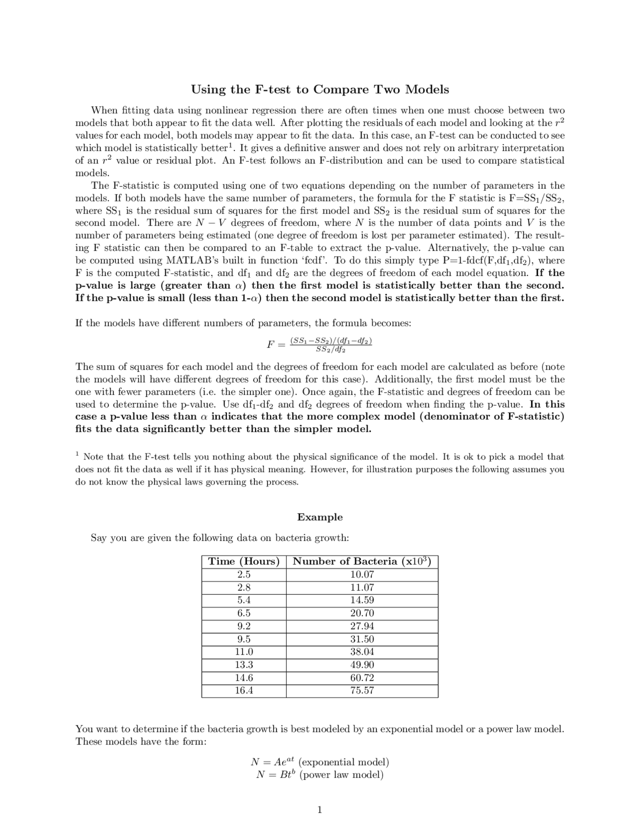 Using the F-test to Compare Two Models | Exercises Law | Docsity