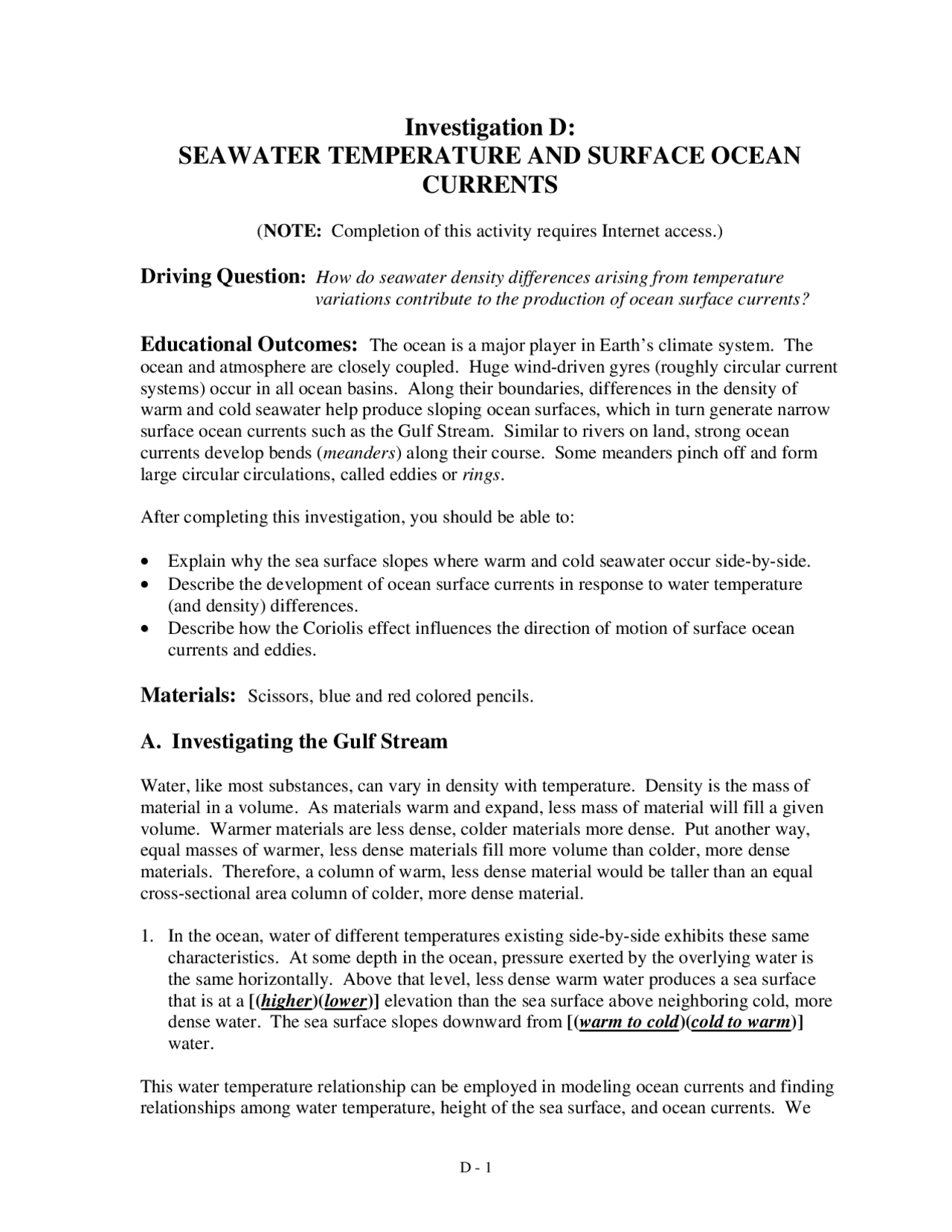Seawater Temperature And Surface Ocean Exams Oceanography Docsity