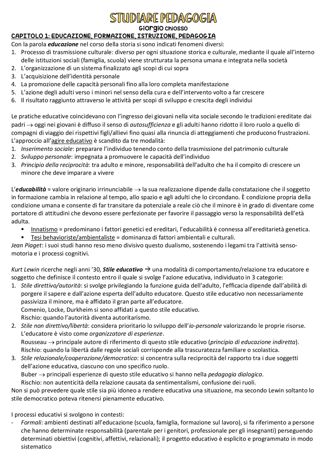 Studiare Pedagogia. Introduzione ai significati dell'educazione. G ...