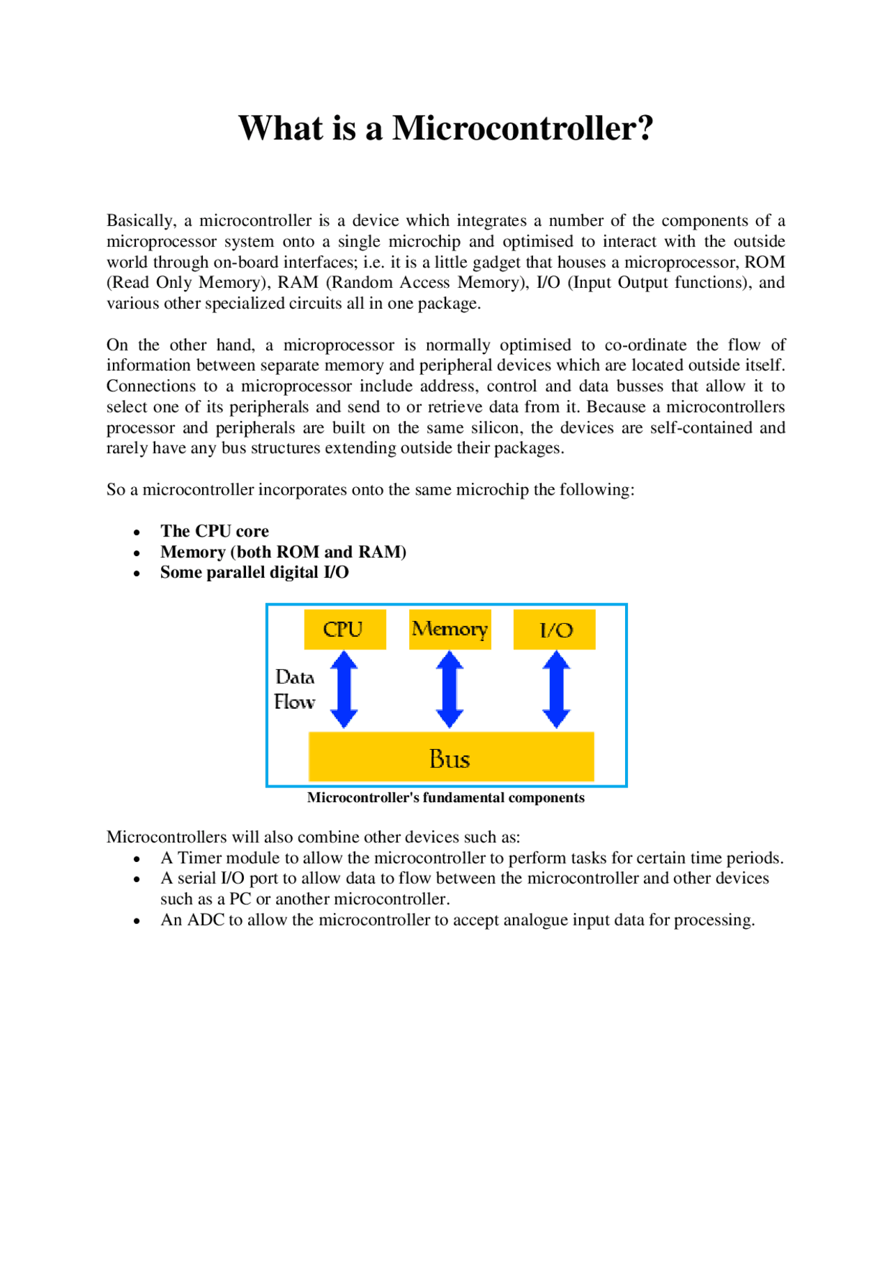 What Is A Microcontroller Exams Microcontrollers Docsity