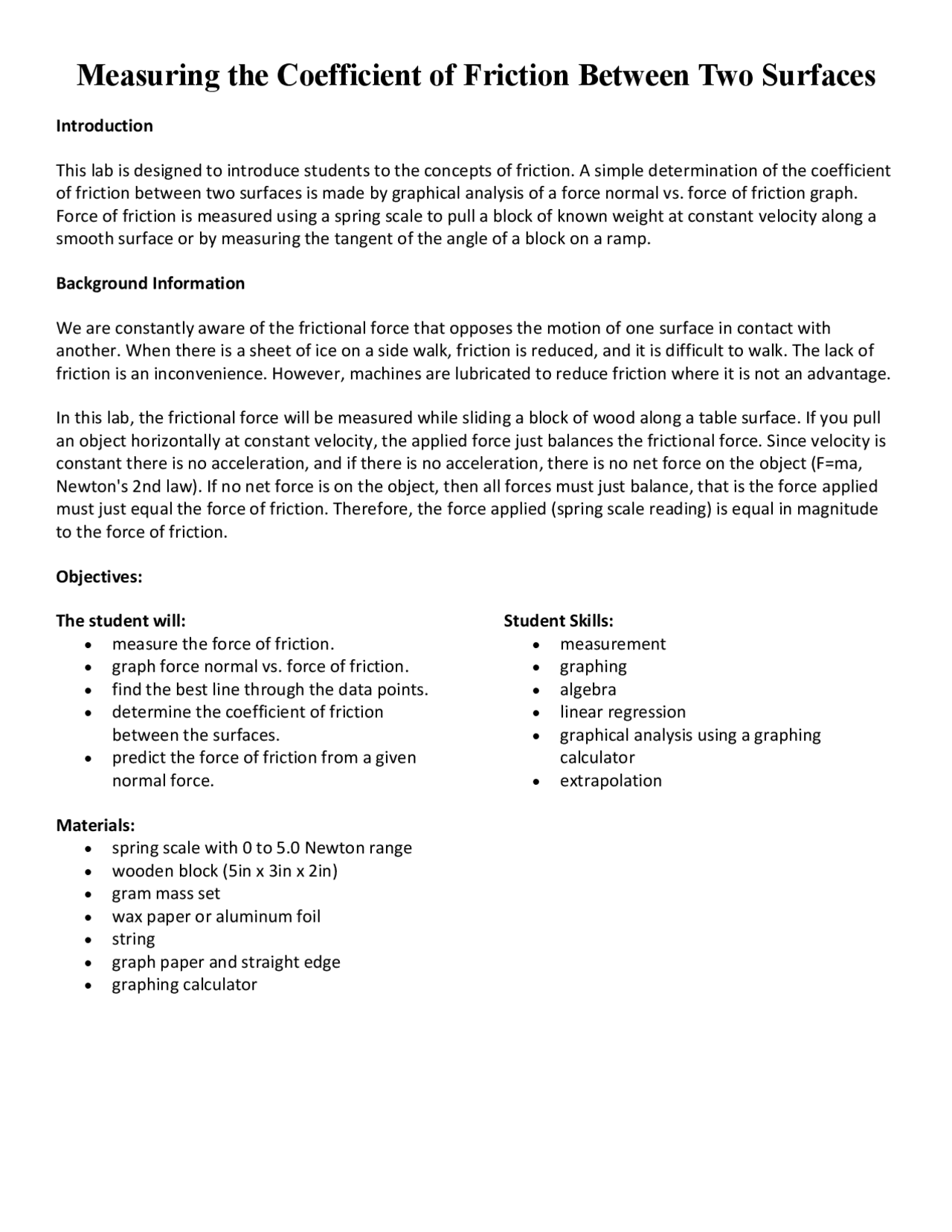 Measuring the Coefficient of Friction Between Two Surfaces | Lecture ...