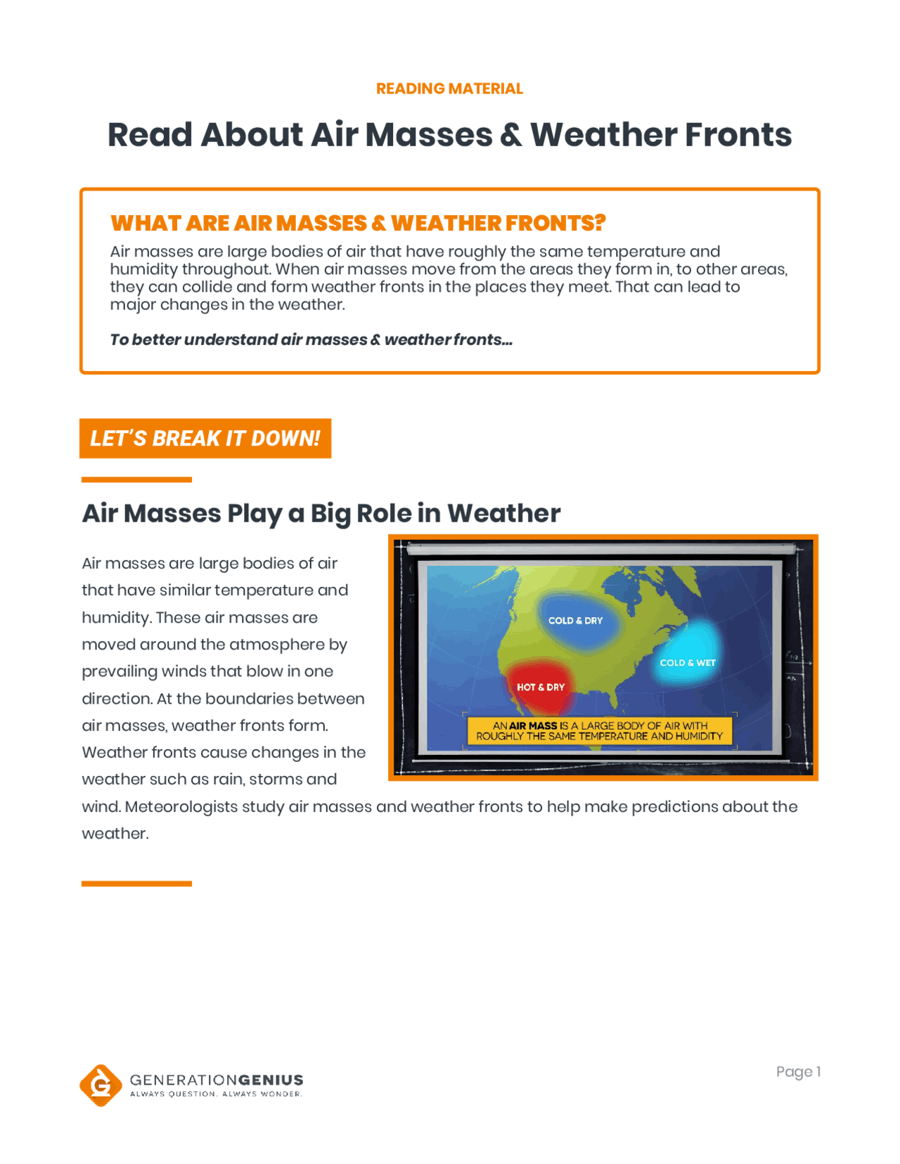 Read About Air Masses & Weather Fronts | Slides Environmental Science ...