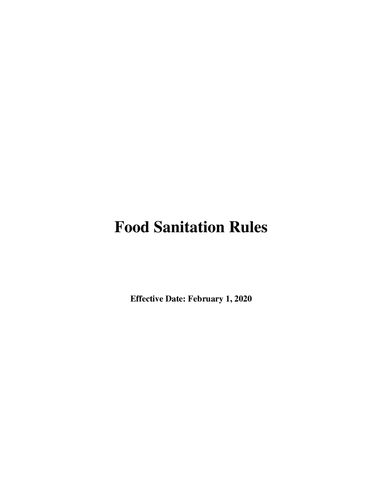 Food Sanitation Rules | Lecture notes Public Health | Docsity