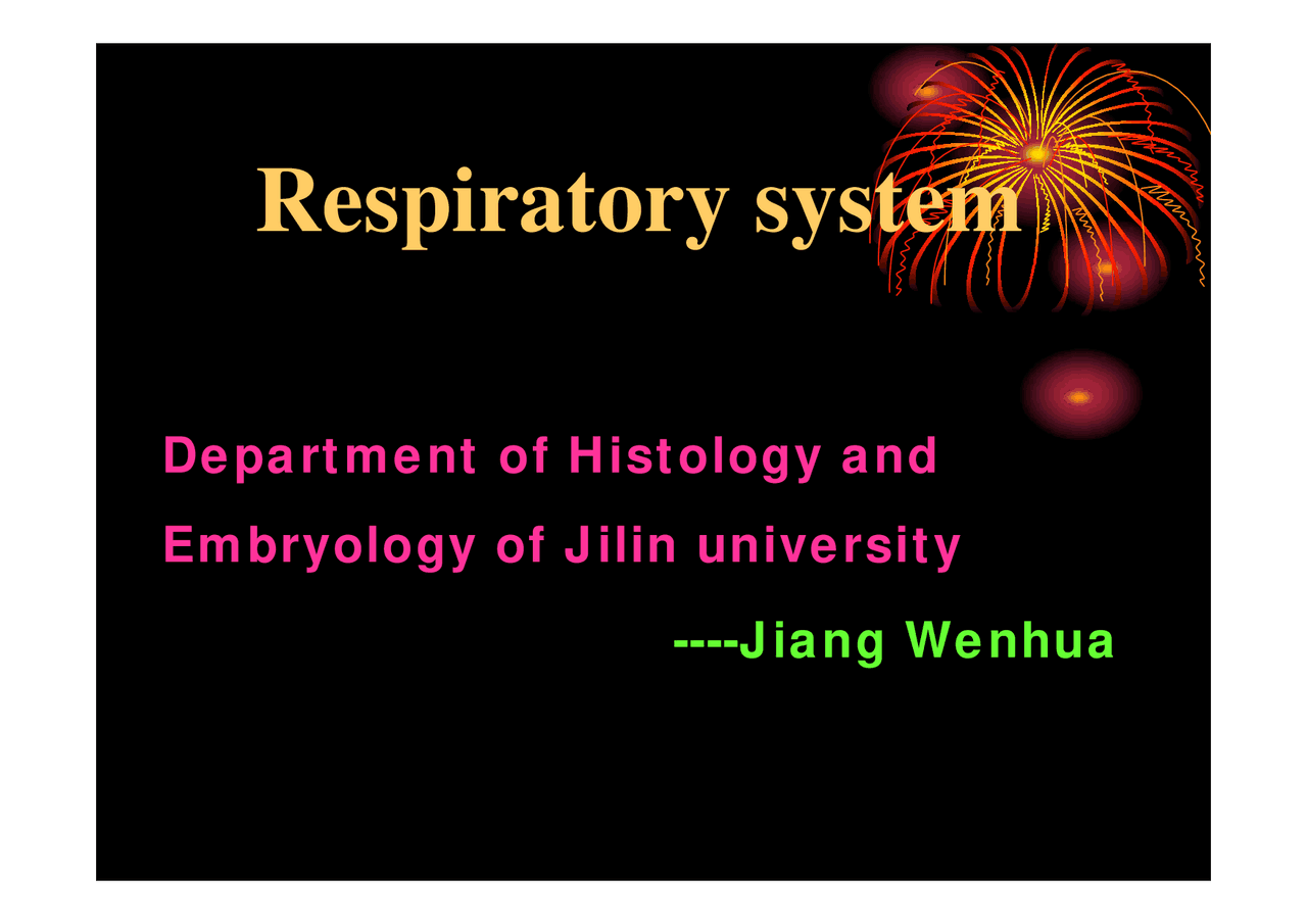 Respiratory System Summaries Histology Docsity