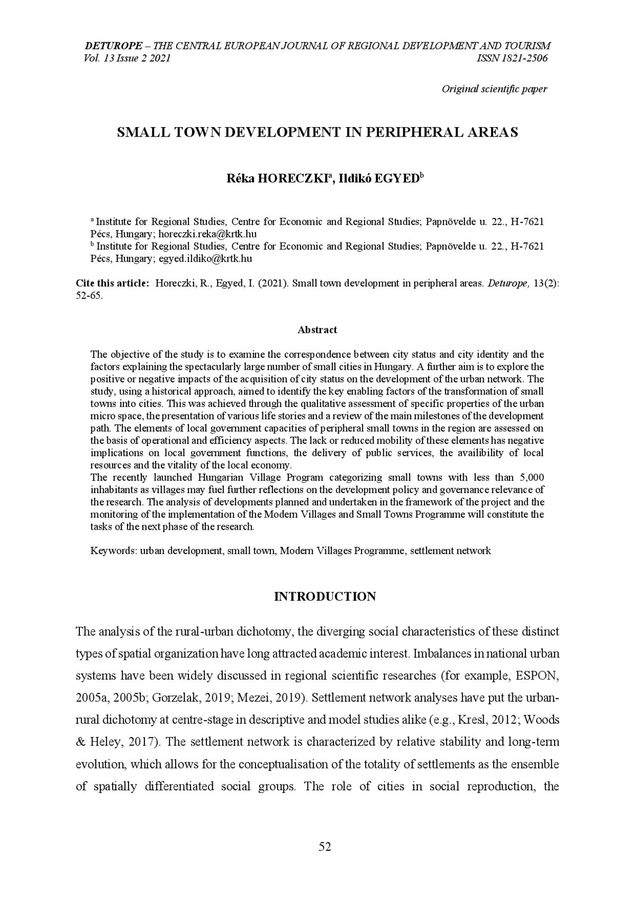 Small town development in peripheral areas | Lecture notes Construction ...