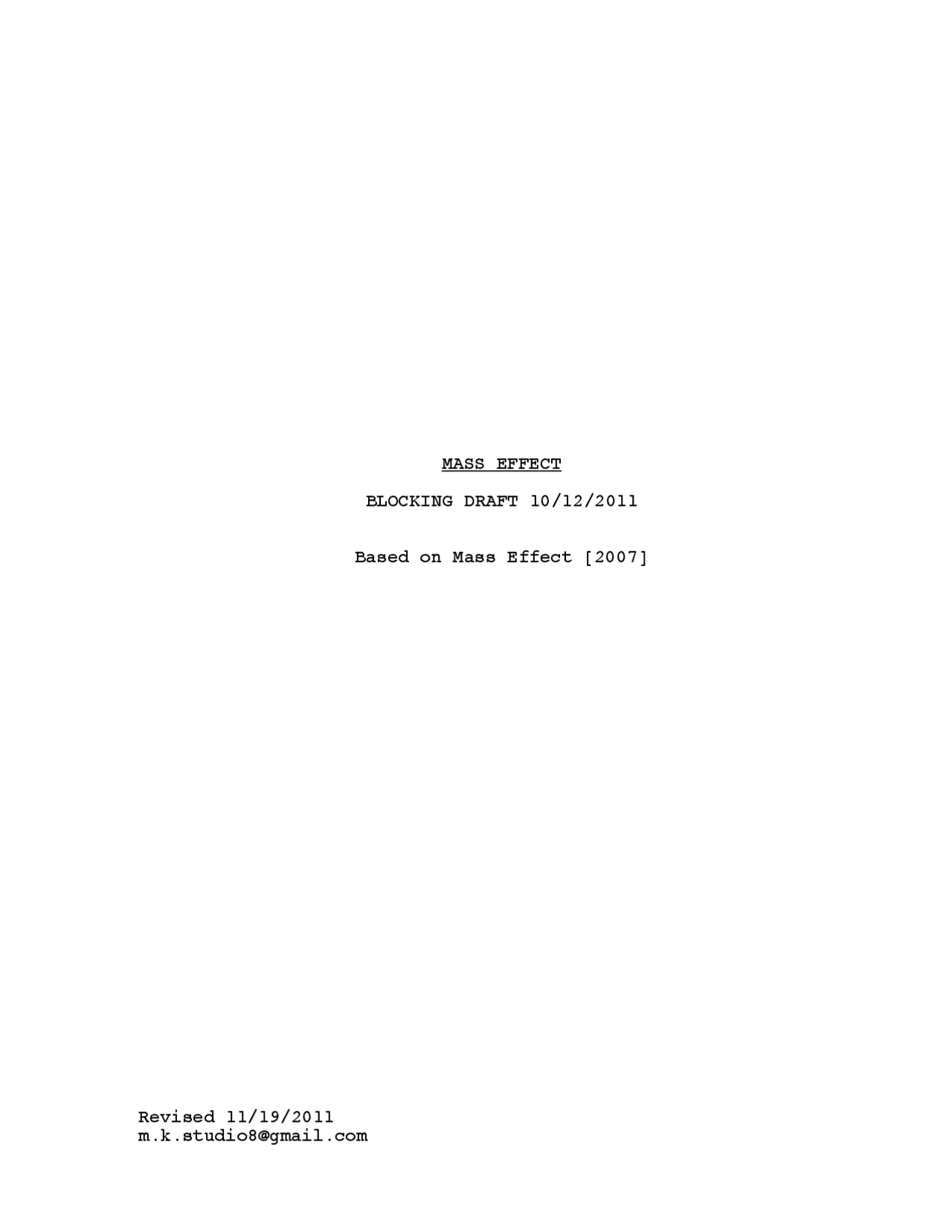 Mass Effect Script | Study notes Voice | Docsity